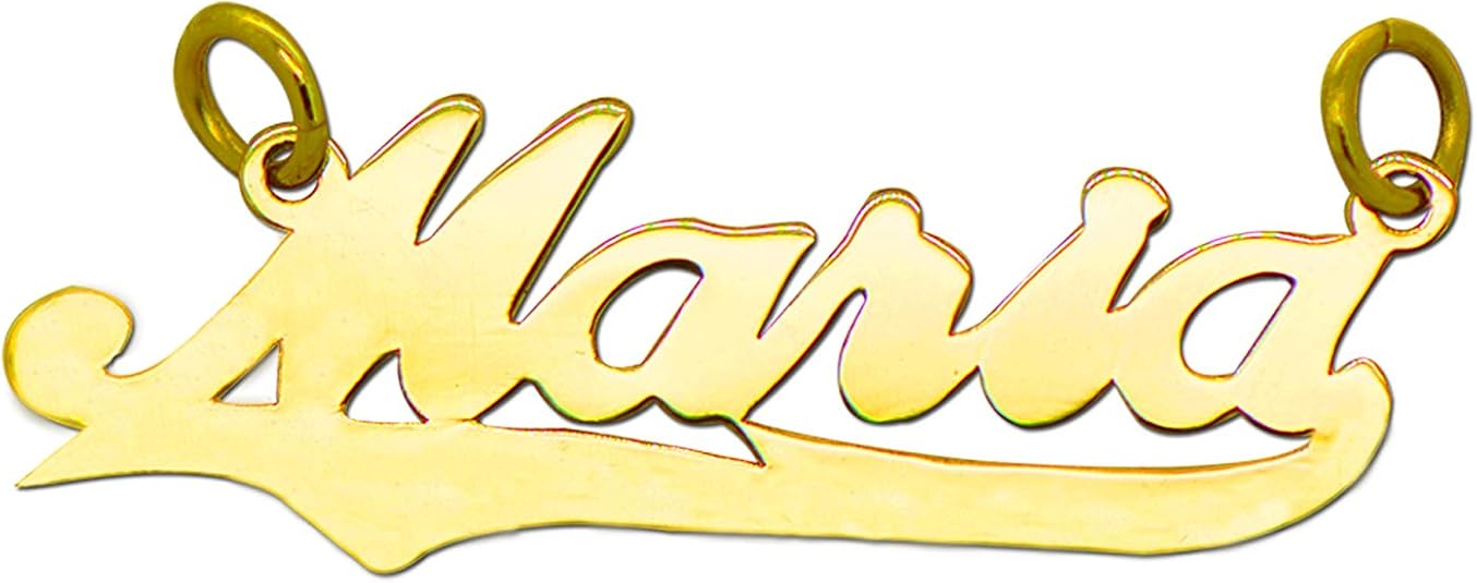 Amazon.com: Win Jewelry 14K Yellow Gold Personalized Name Plate ...