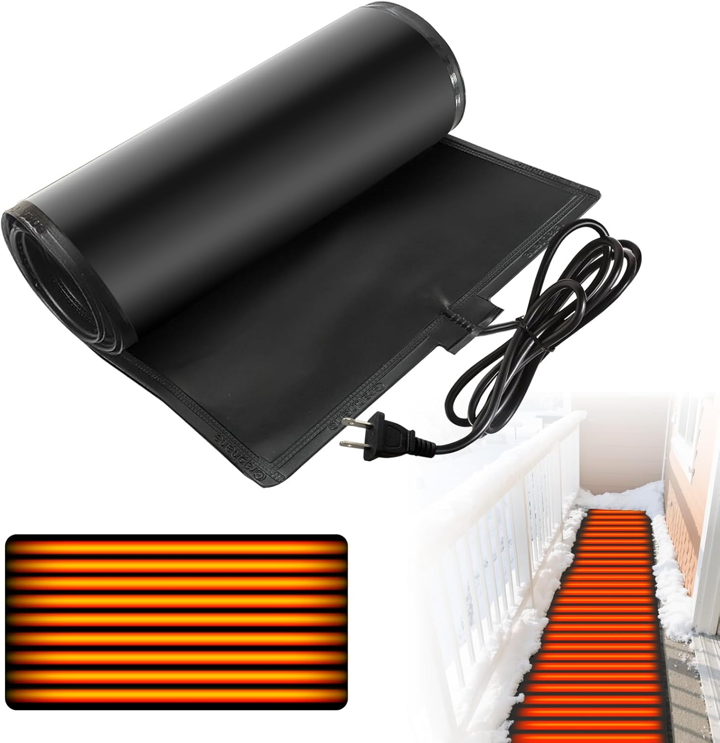 Amazon.com : SUNHEARTH Heated Snow Melting Mats, 5ft x 13in Roof Heat ...