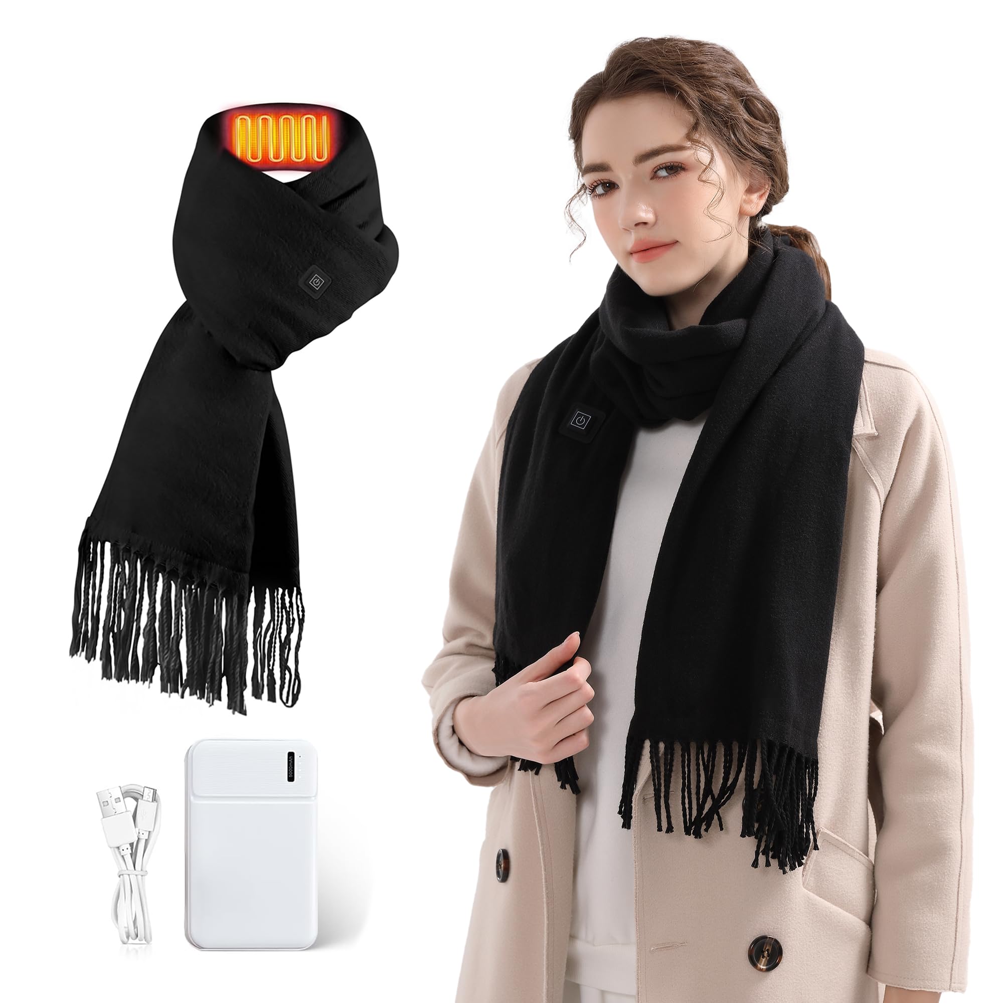 Amazon.com: Rechargeable Heated Scarf for Women Men, Electric Scarfs ...