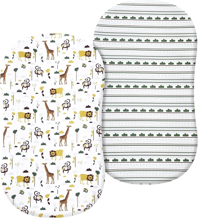 Amazon.com: PHF 100% Cotton Bassinet Sheets 2 Pack, Soft Breathable ...