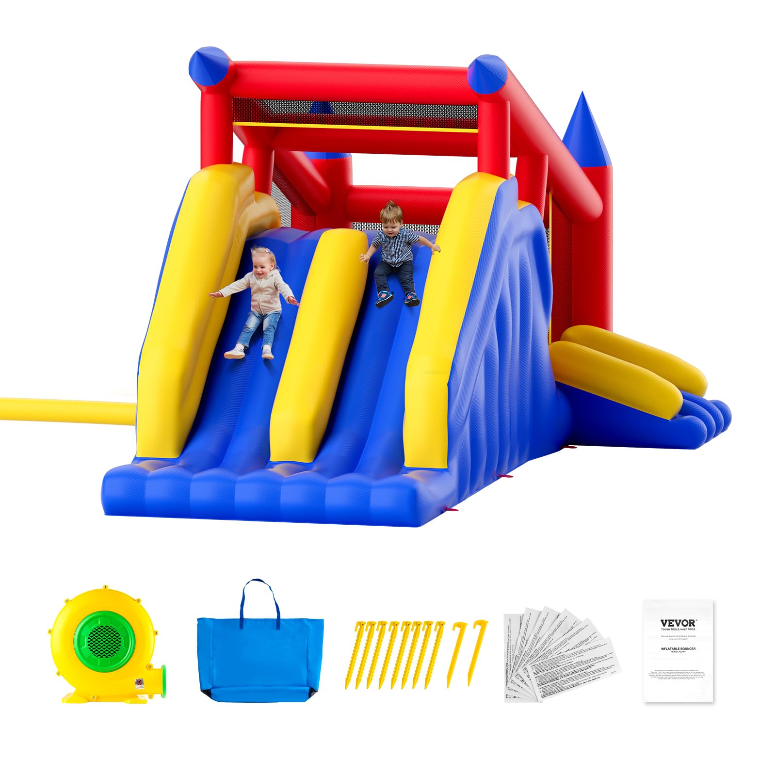 VEVOR Inflatable Bounce House, Outdoor Playhouse Trampoline, Jumping ...