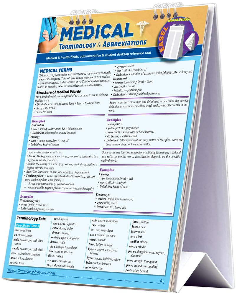 Medical Terminology & Abbreviations Desktop Easel Book: a QuickStudy ...