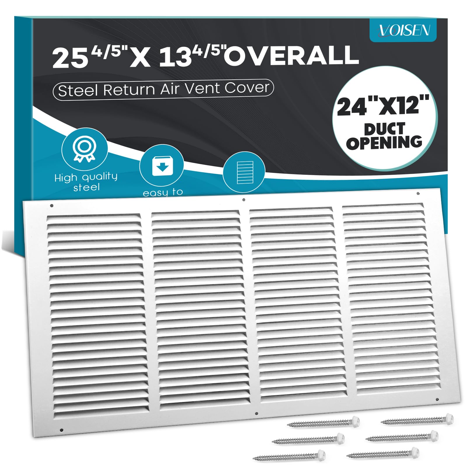 VOISEN Return Air Grille,Fits 24x12 Duct Opening,Steel Return Vent ...