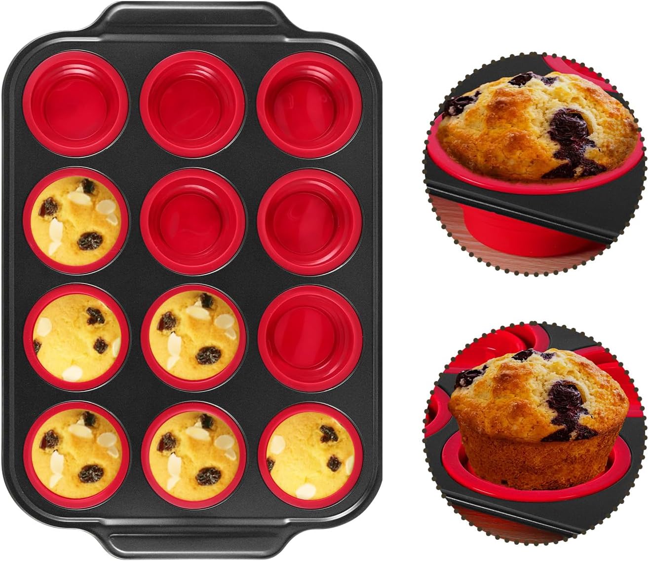 Amazon.com: MecTo Silicone Muffin Pan, 2024 New Metal Frame Muffin Tin ...