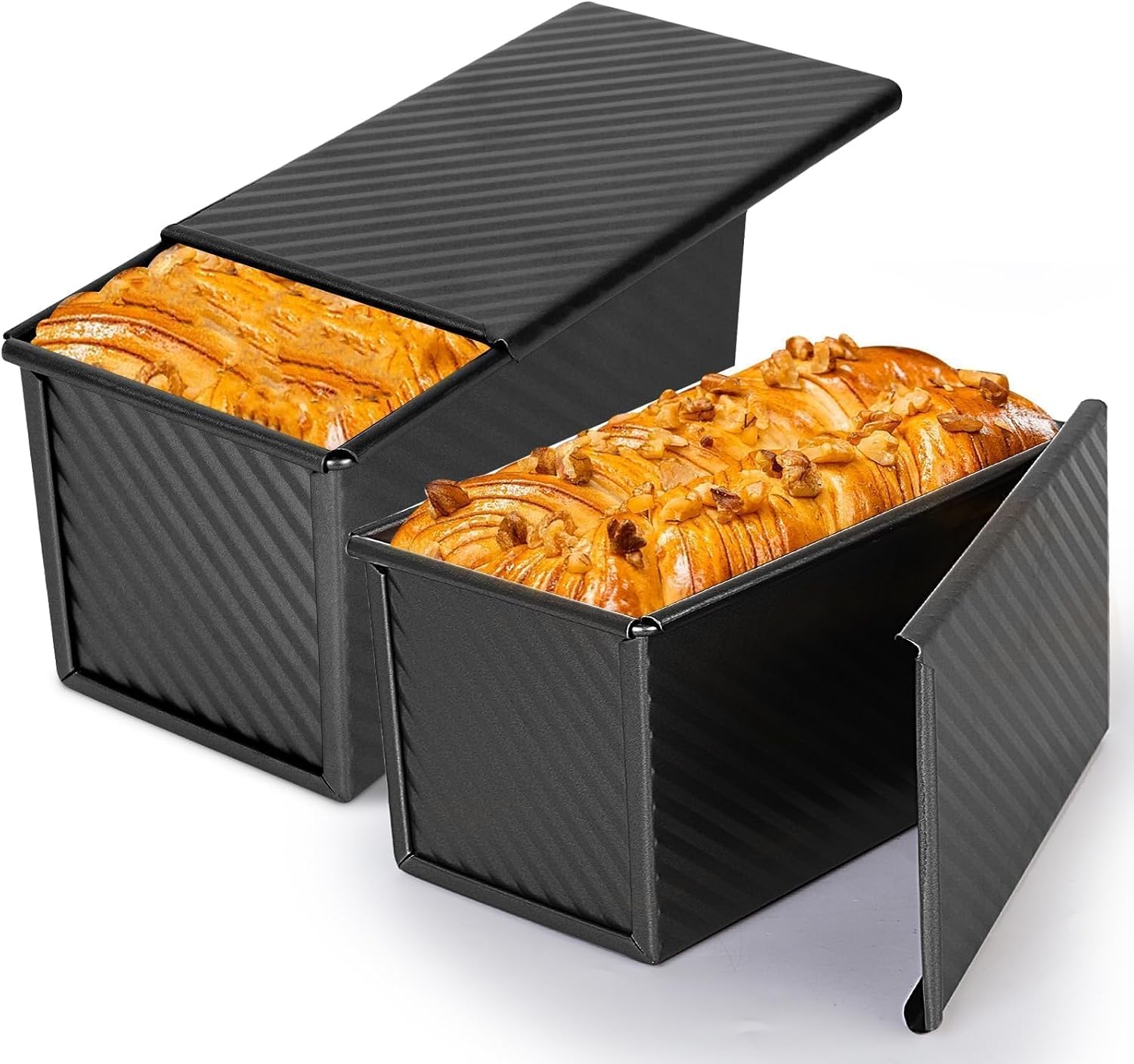 Amazon.com: Findful 2 Pack Pullman Loaf Pan with Lid, Bread Pans for ...