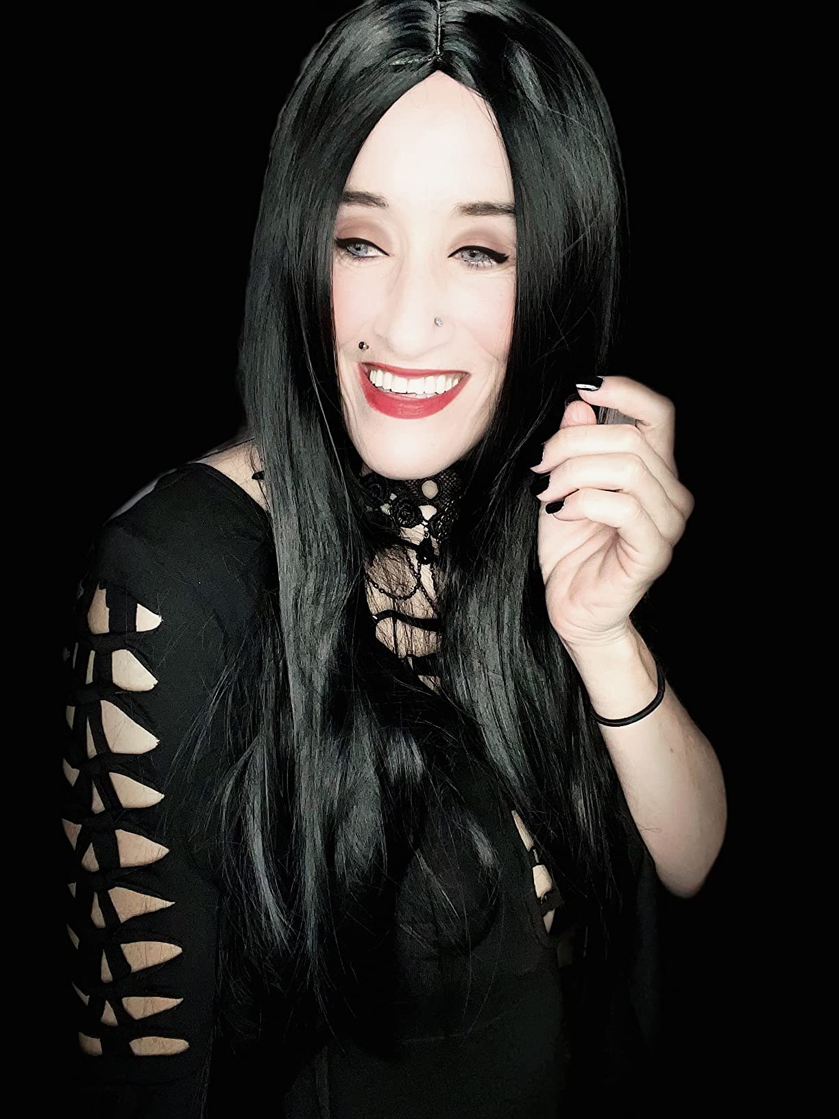 $4/mo - Finance Long Black Straight Wig for Morticia Addams Costume ...