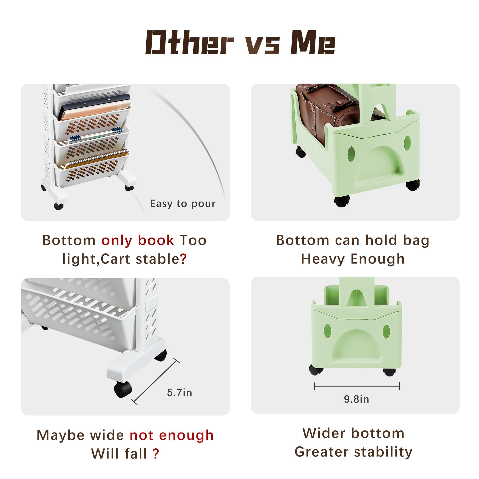 Snapklik.com : 5 Tier Book Rack Storage Bookshelf, Removable Movable ...