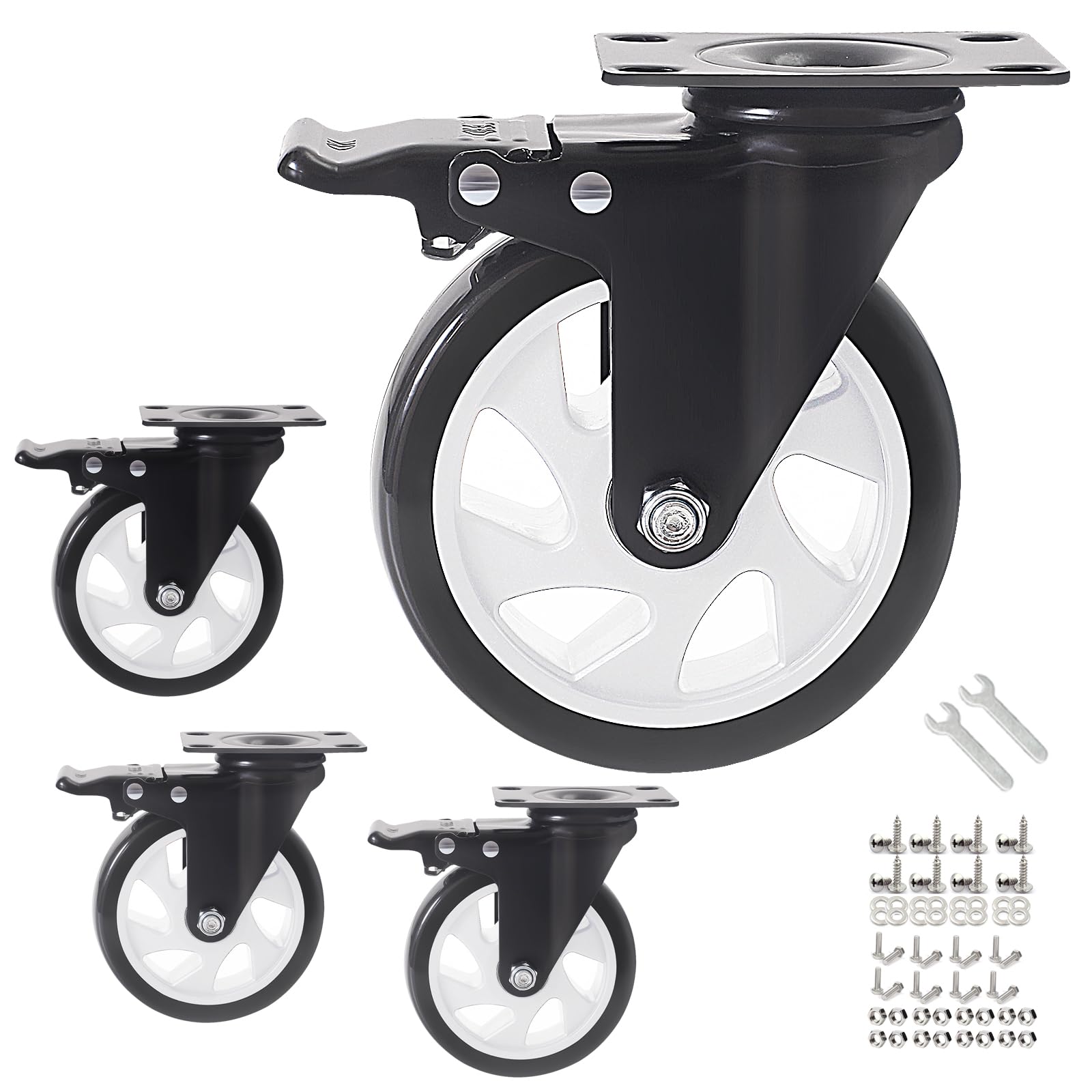 Snapklik.com : 5 Inch Caster Wheels, Swivel Casters Set Of 4, Heavy ...
