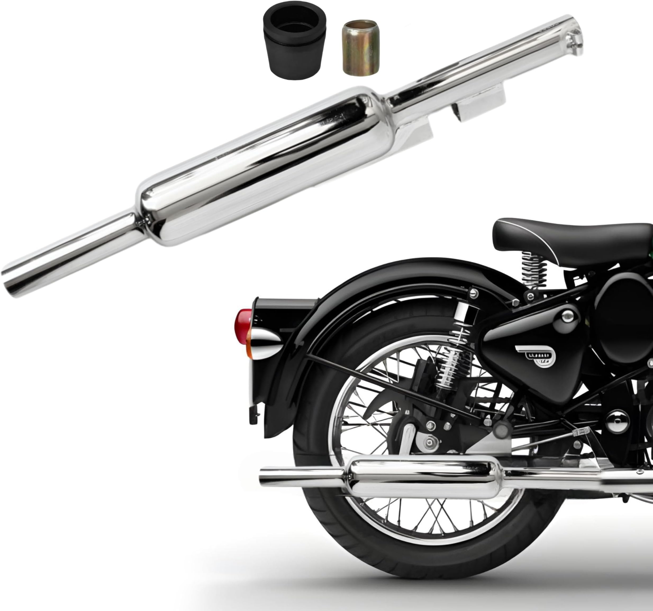 EAZ Short Punjab Silencer Free Flow For Royal Enfield Classic 350-500cc ...