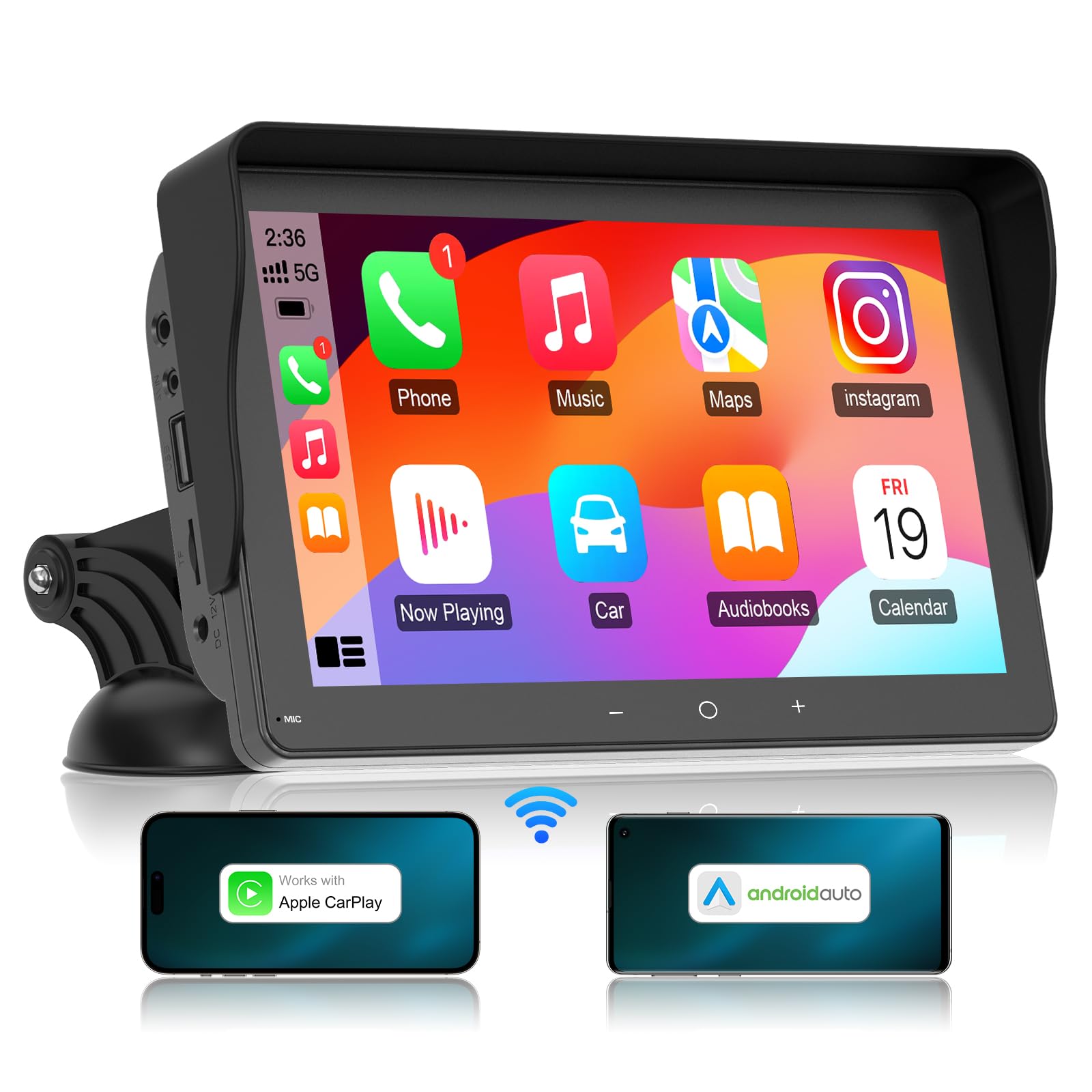 Amazon.com: Portable Apple CarPlay Screen for Car - Wireless Android ...