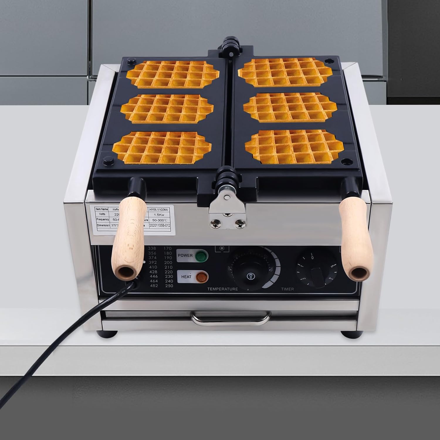 Amazon.com: Treliamd Commercial Nonstick Electric Waffle Maker, 1500W ...