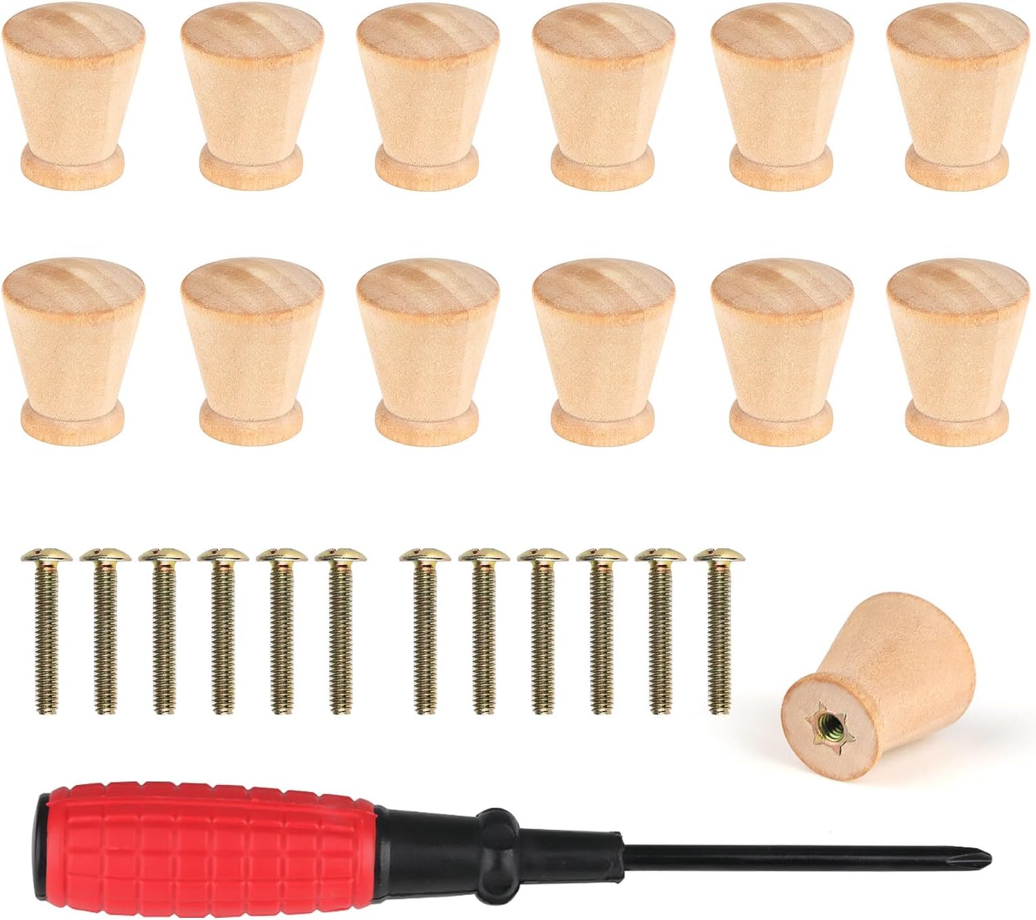 RDEXP 15PCS Tapered Cabinet Door Knobs Wooden Furniture Pull Handles ...