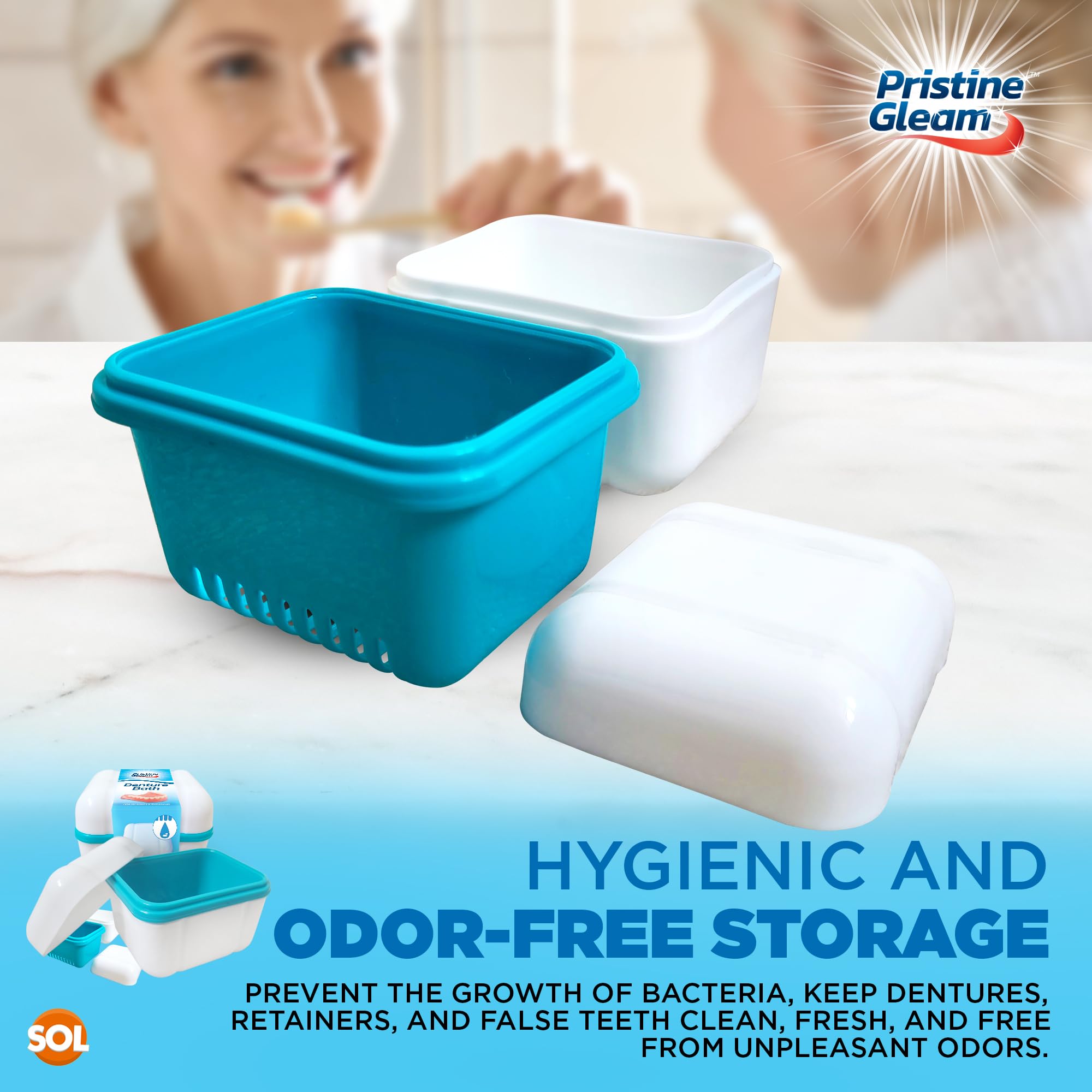 2pk Denture Bath Box, Denture Box for False Teeth Container Full Set ...