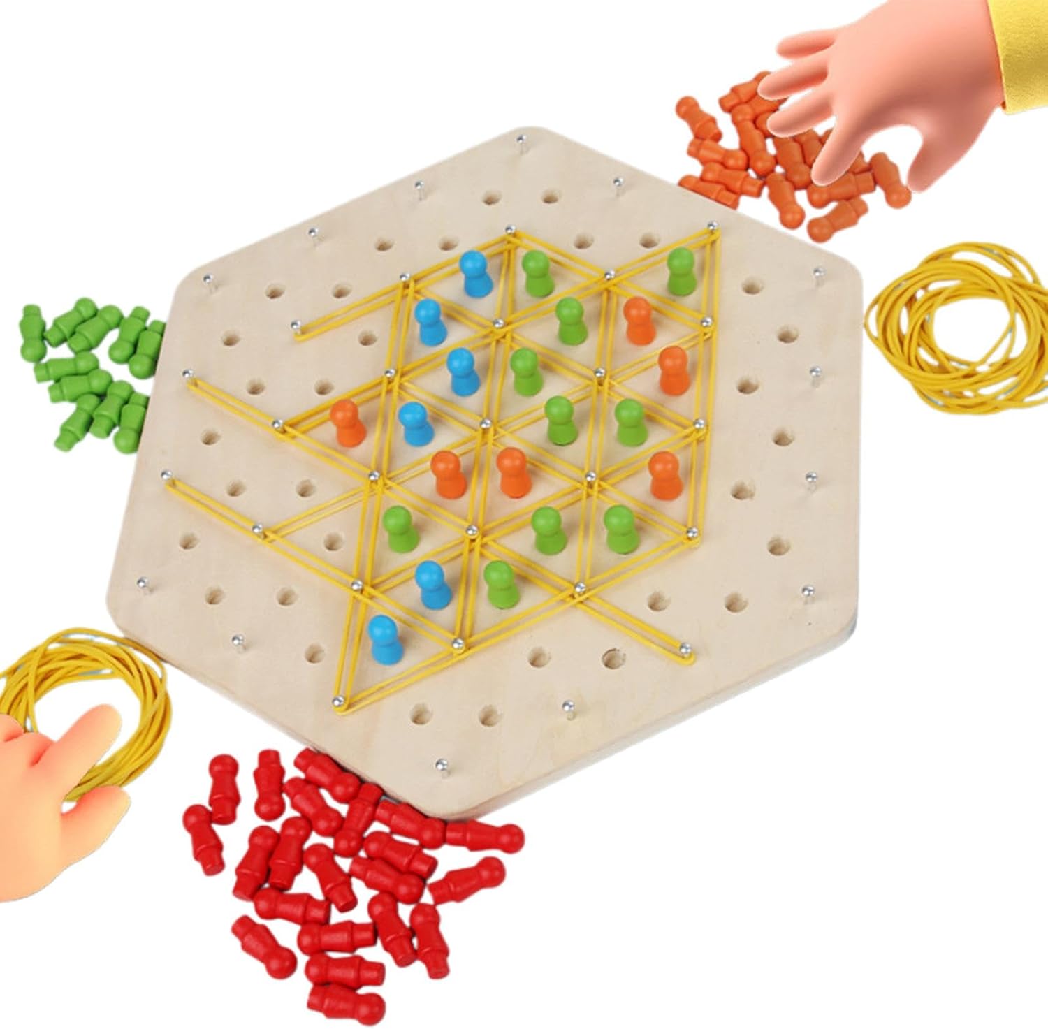 Amazon | Triggle ボードゲーム,ペグゲーム Triangle | ペグゲームトライアングル頭の体操の輪ゴムゲーム,戦略パズル ...