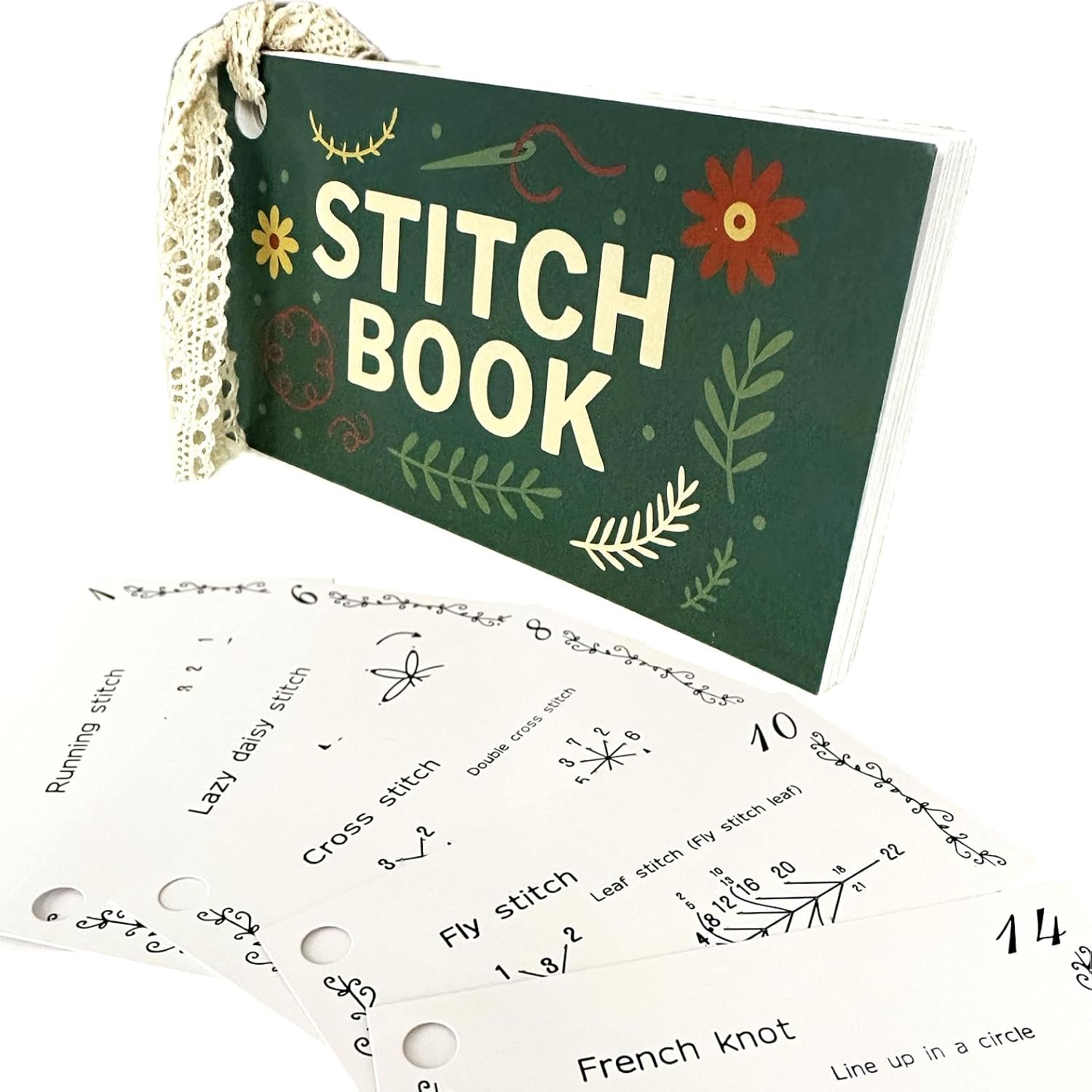 Amazon.com: Stitch Book for Beginners - Pre-Punched Card Set to Learn ...