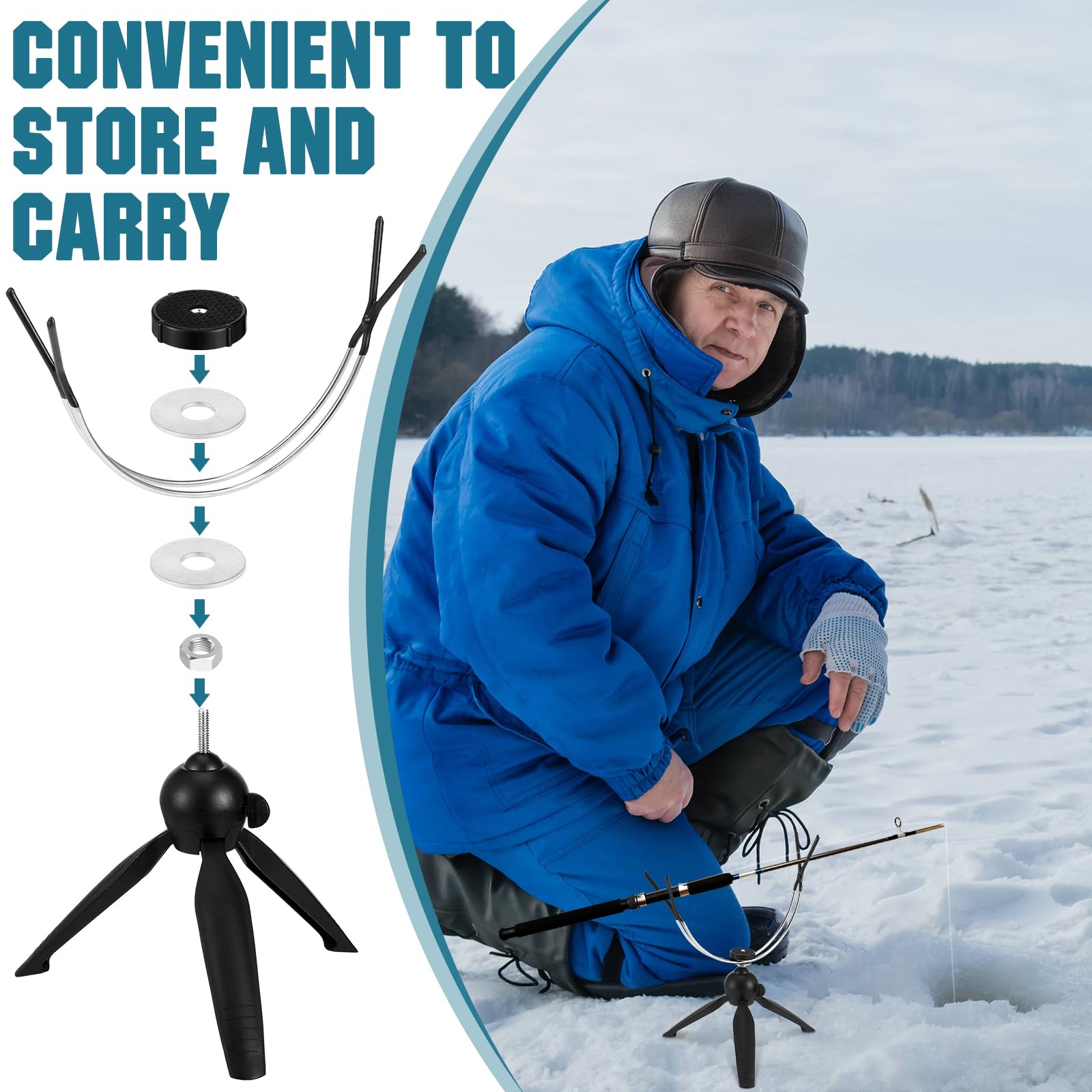 Snapklik.com : Rotatingpals Ice Fishing Rod Holder Portable 360 Degree ...