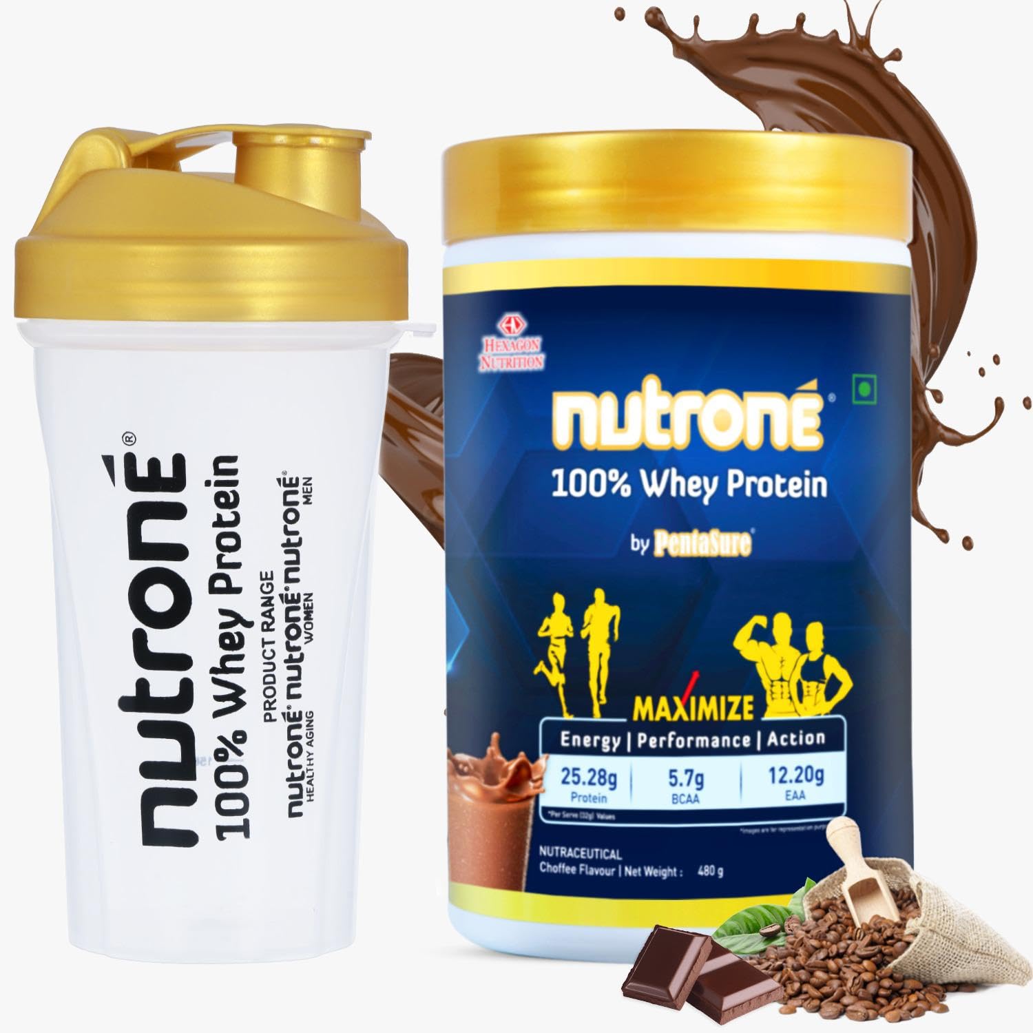 Nutrone 100% Whey Protein Powder by PentaSure | Choffee 480g | Per ...
