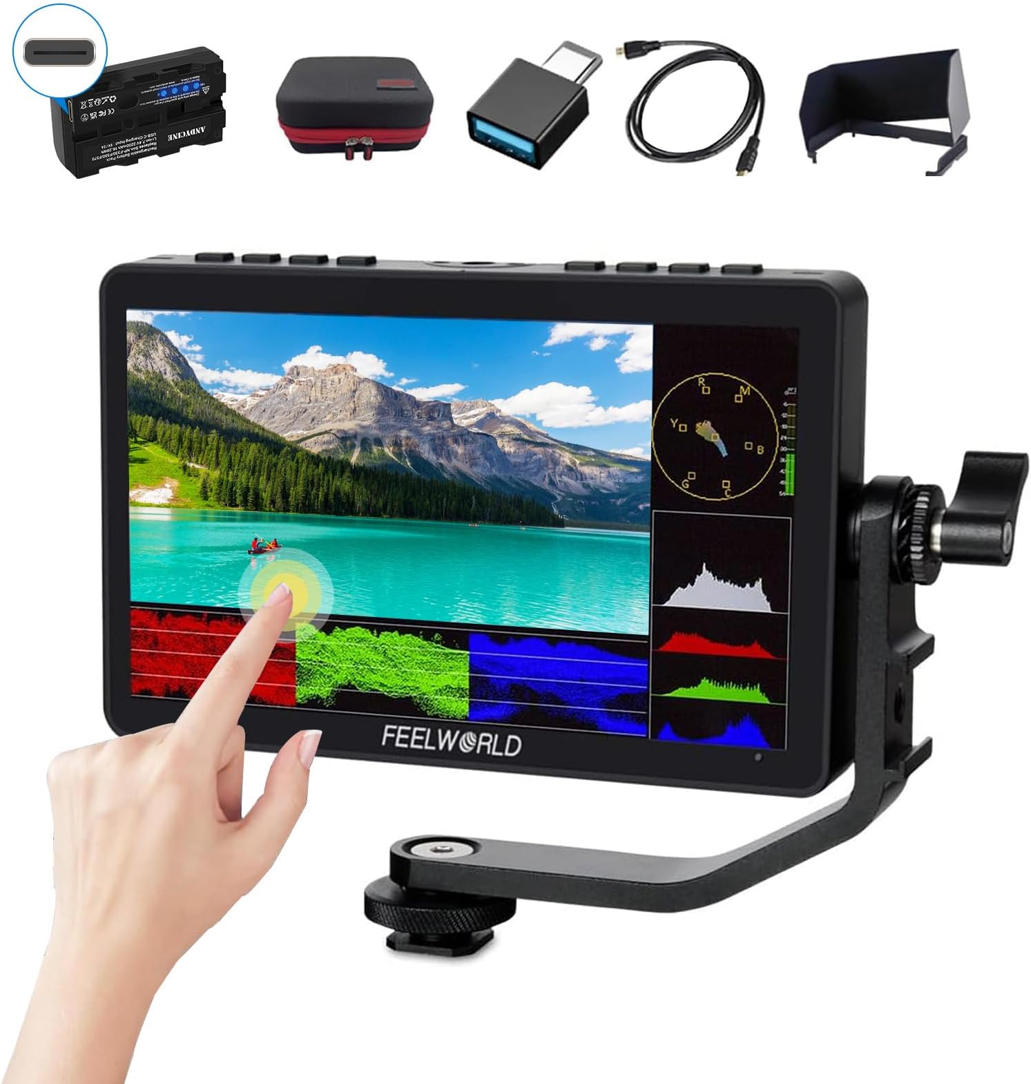 Amazon.com : FEELWORLD S55 V3 6 Inch DSLR Camera Field Monitor Bundle ...