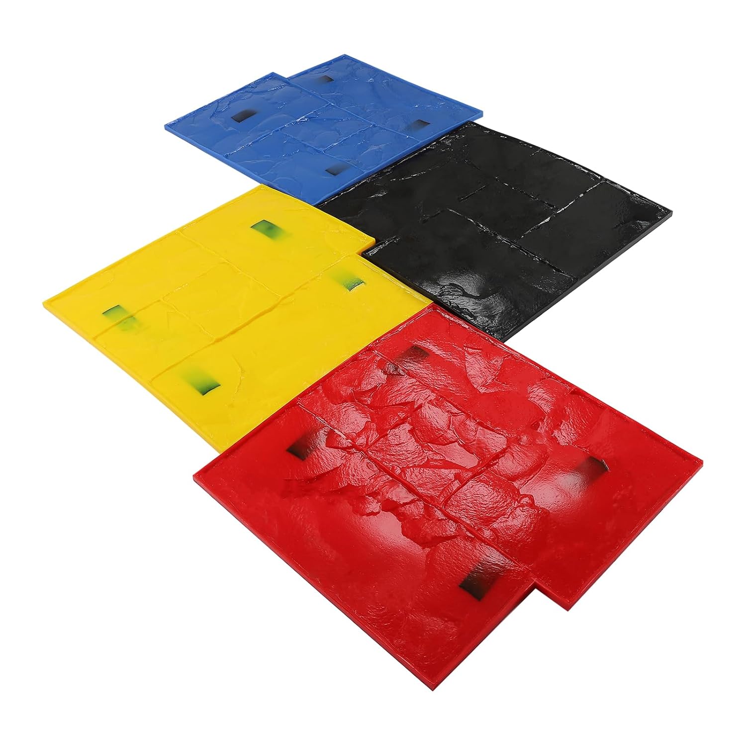 4Pcs Concrete Texturing Skin, 24"X24" Realistic Concrete Stamp Mats Set ...