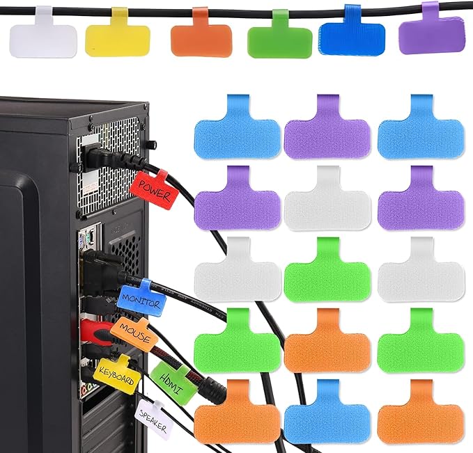 Cable Labels, 25 Pcs Cable Identification Labels, Reusable Cable Tags ...