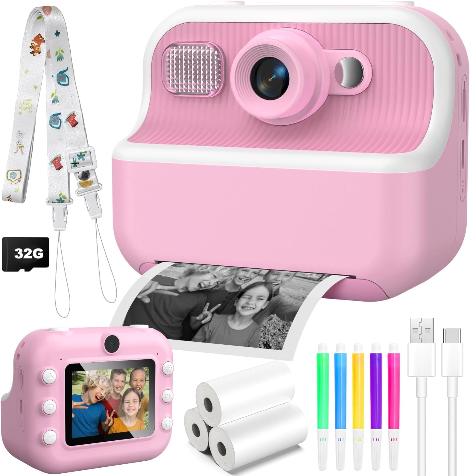 Amazon.com: Camera for Kids Instant Print Photo - Digital Selfie ...