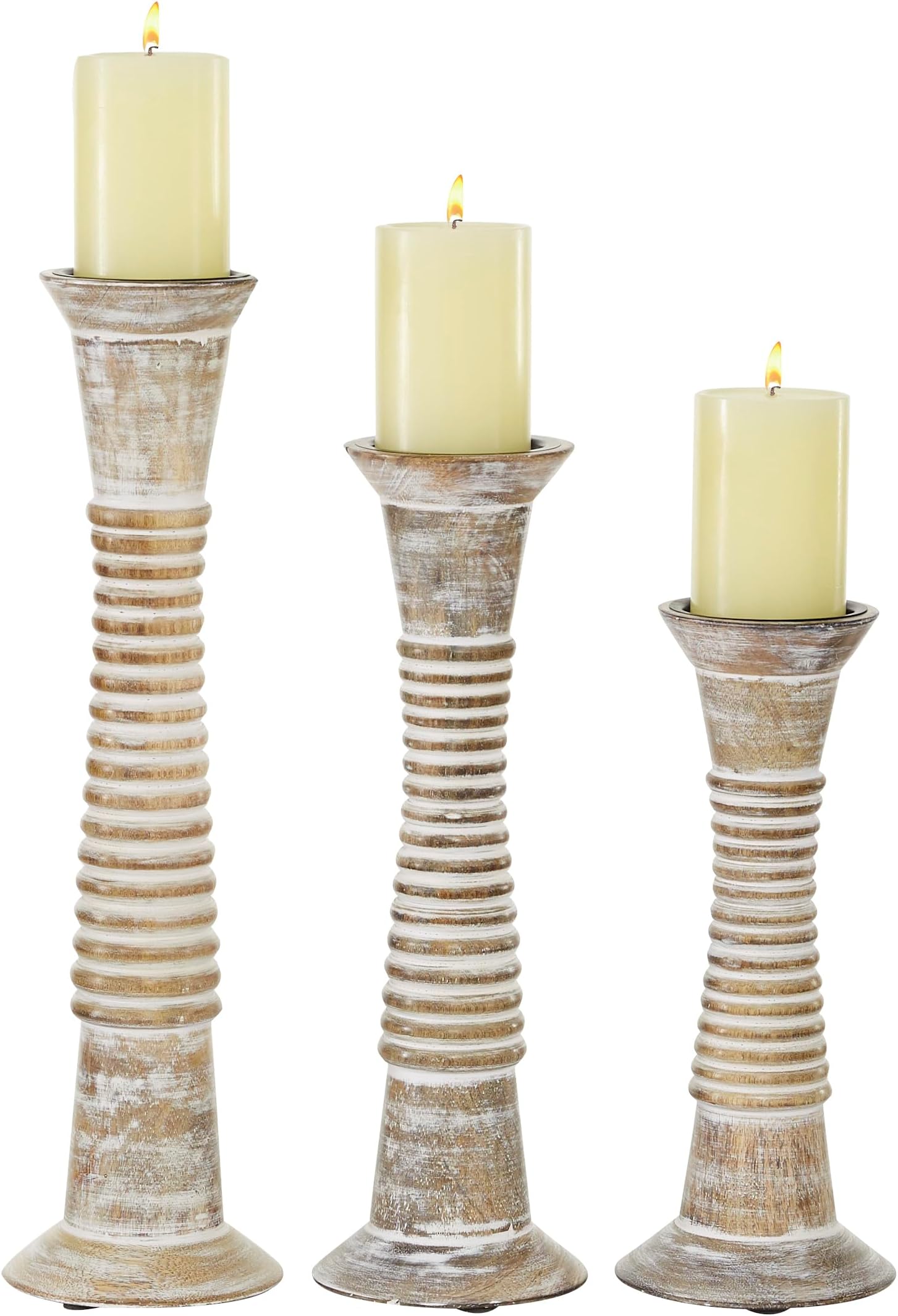 Amazon.com: Deco 79 Wood Decorative Candle Holder Candle Stand, Set of ...