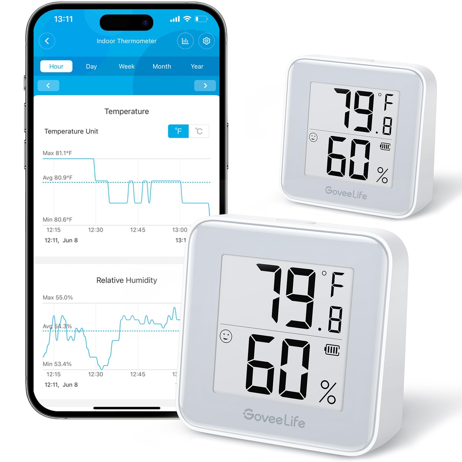 GoveeLife E-Ink Bluetooth Thermometer Hygrometer, Smart Digital Indoor ...