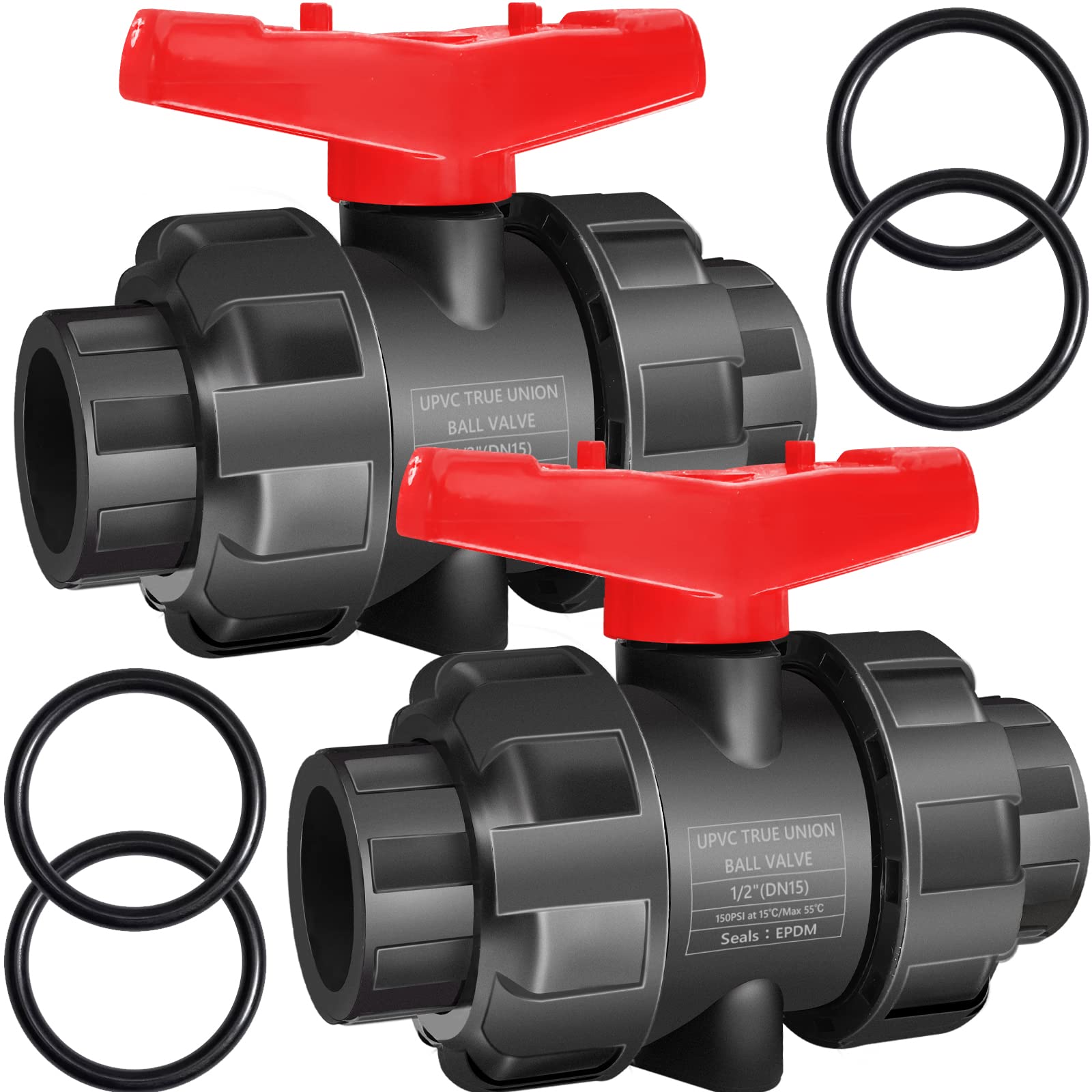 Buy True Union Ball Valves Kit, 1/2'' UPVC Full Flow Ball Valves Set ...