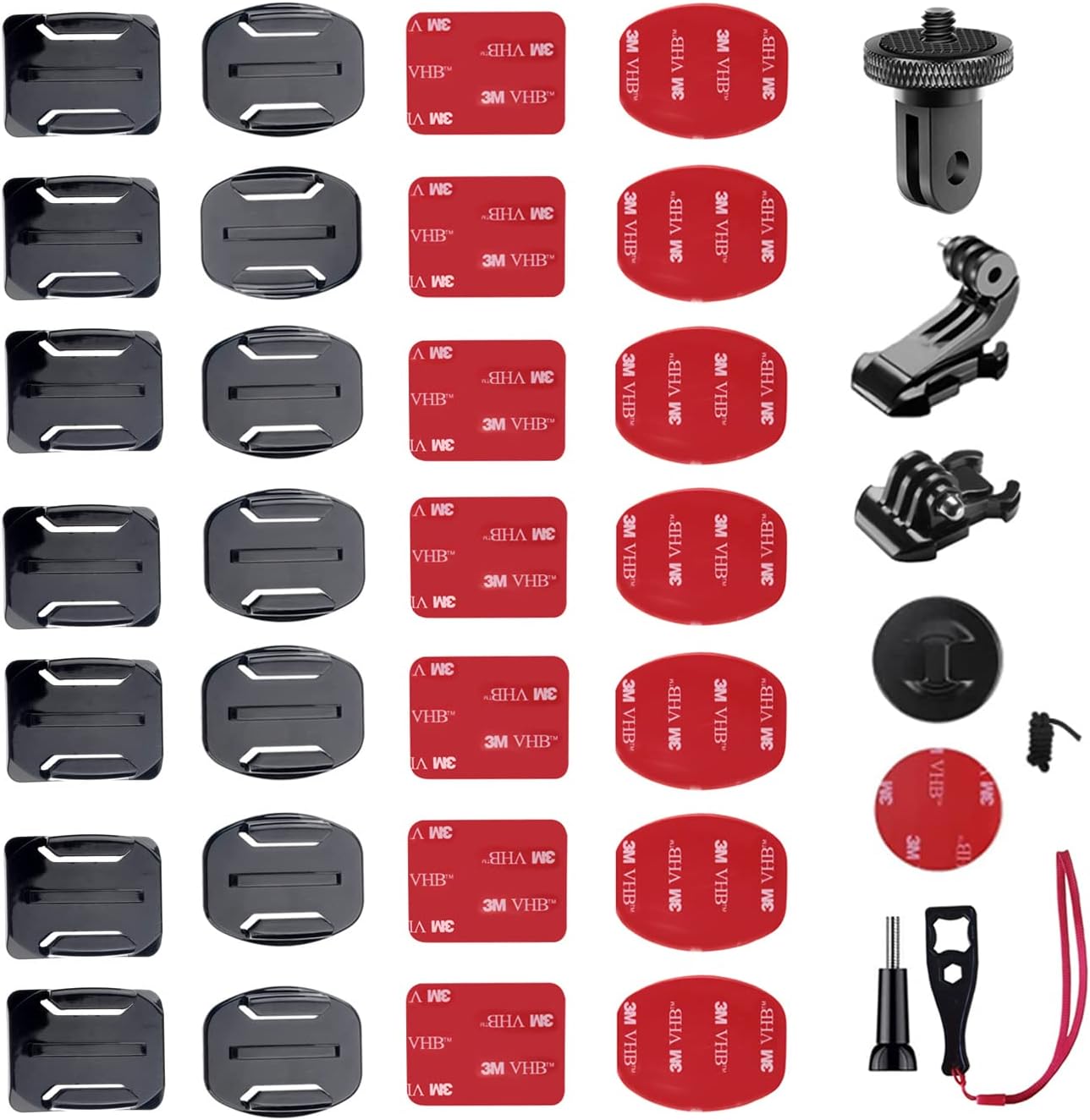 YHTSPORT Helmet Adhesive Mounts - Flat & Curved, 36 Pcs Action Camera ...