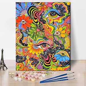 DIY Malen nach Zahlen Kit für Erwachsene – Trippy Serie, Malen nach Zahlen, Blumen, Gemälde ...