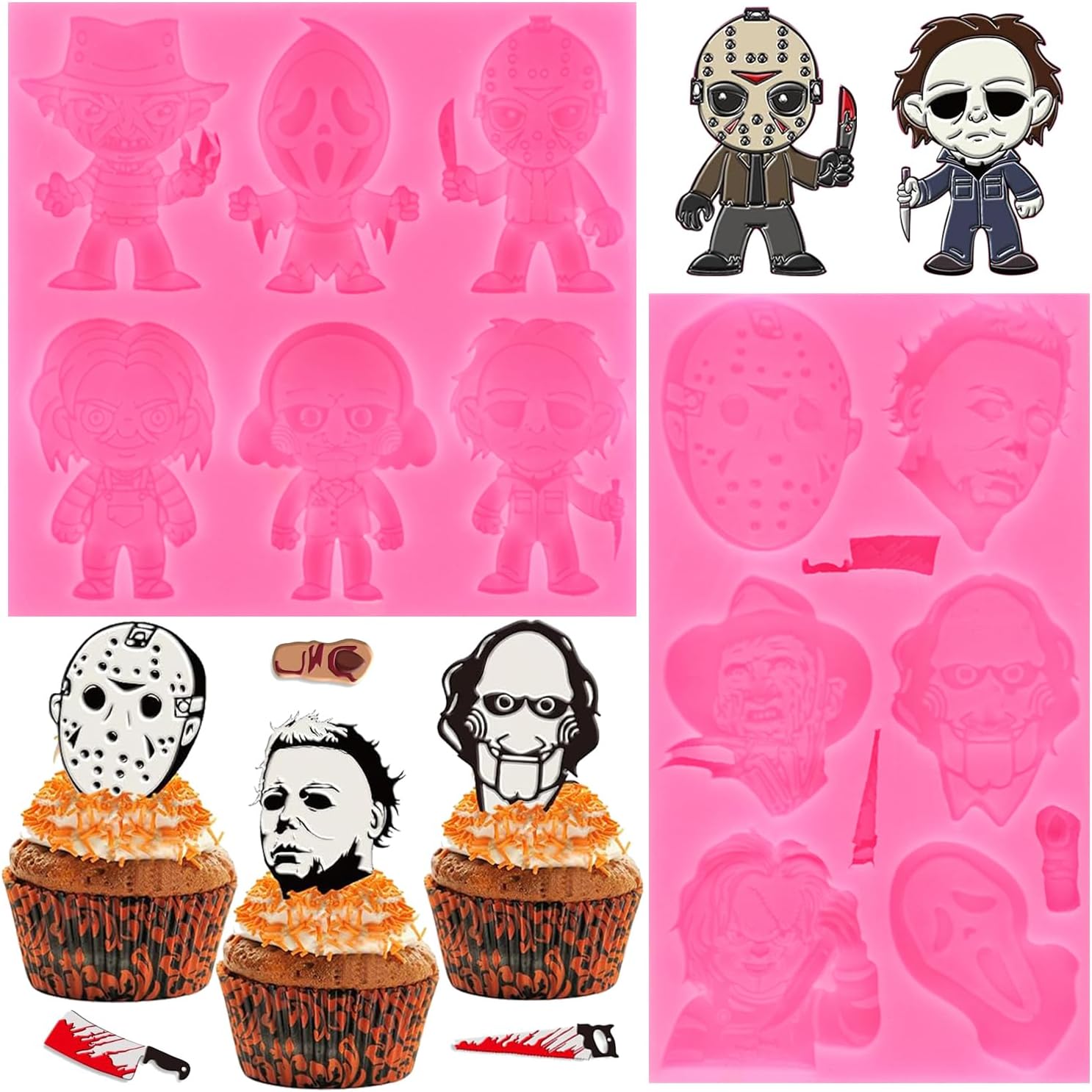 Amazon.com: YIHUOMOLDS Halloween Silicone Mold Horror Characters ...