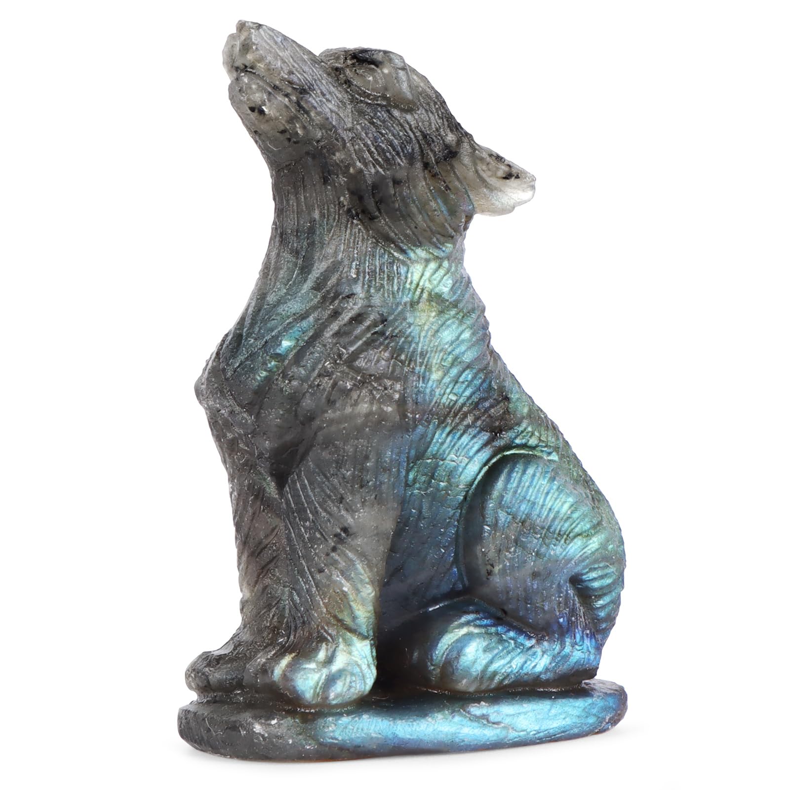 Amazon.com: LEADGEM 2" Labradorite Crystal Wolf Figurines Healing ...