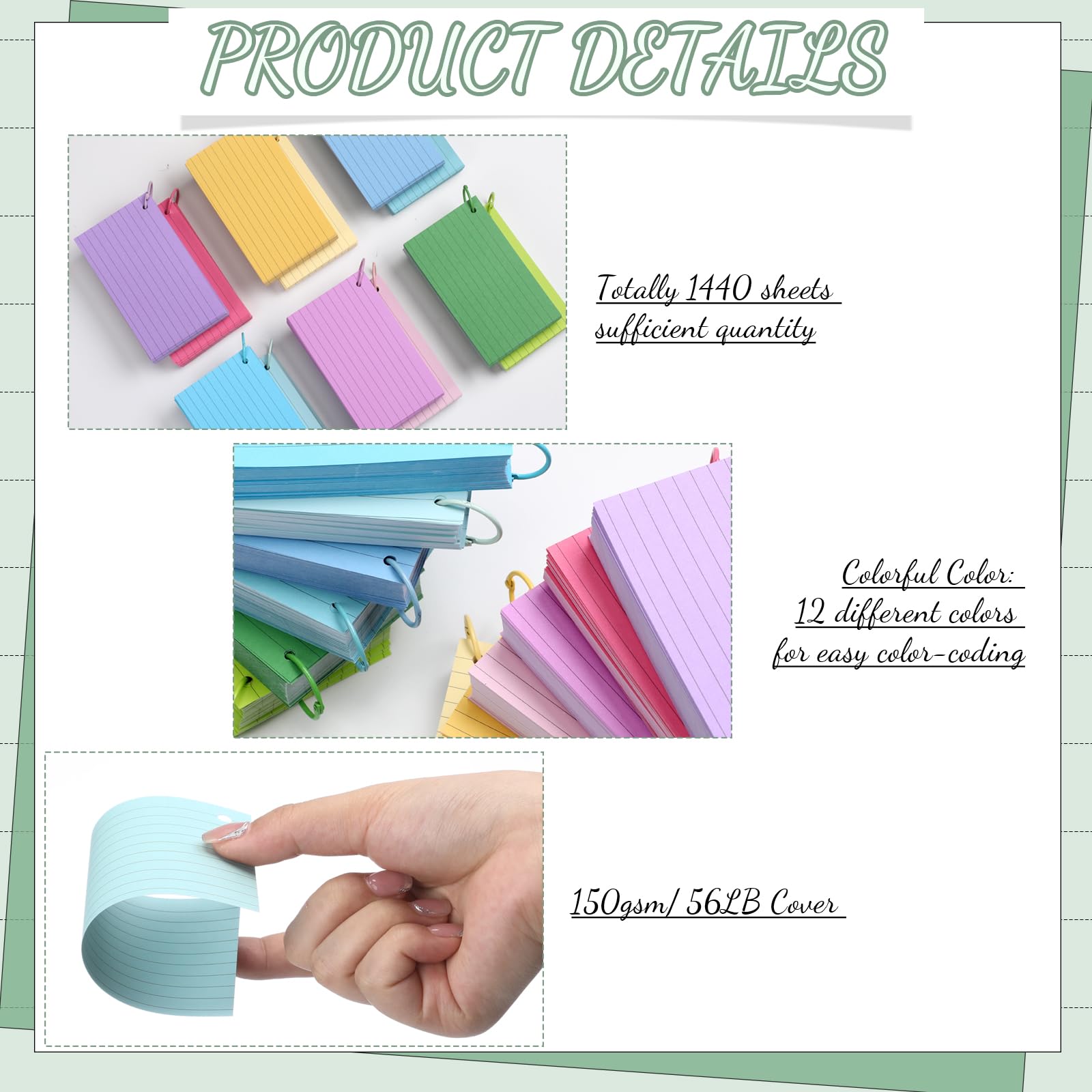 Snapklik.com : Ctosree 1440 Pcs Colored Index Cards