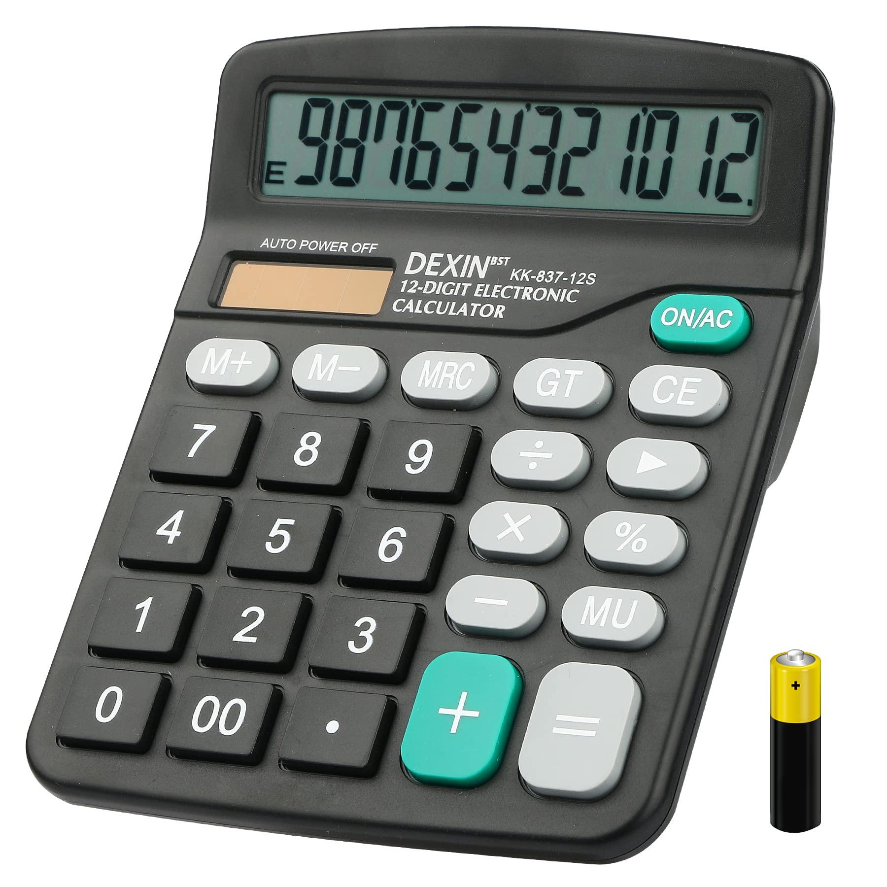 Desk Calculator, Envysun Compact 12-Digit Solar Battery Office ...