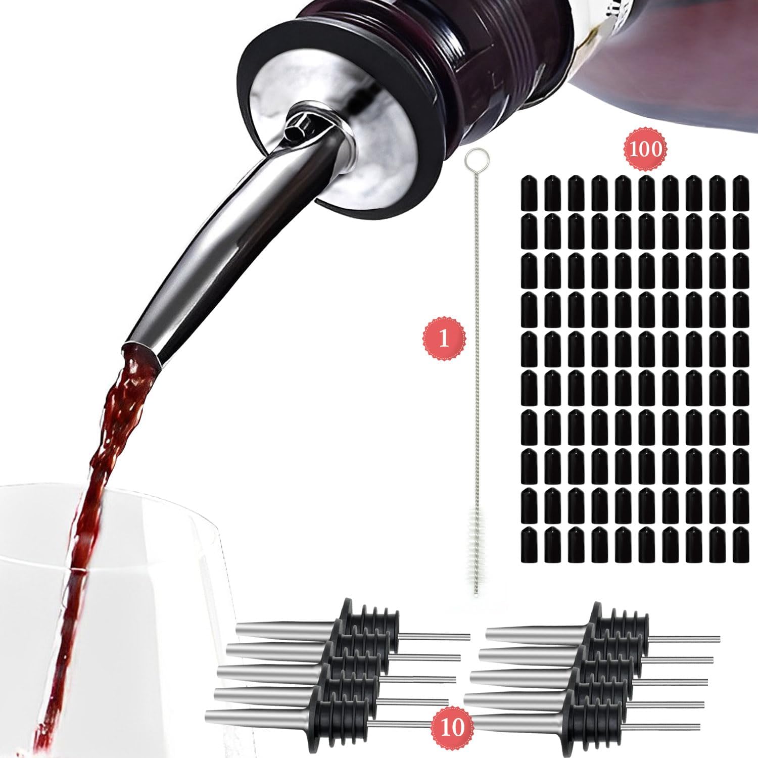 Amazon.com: 48 Pack Stainless Steel Bottle Pourers for Alcohol, Liquor ...