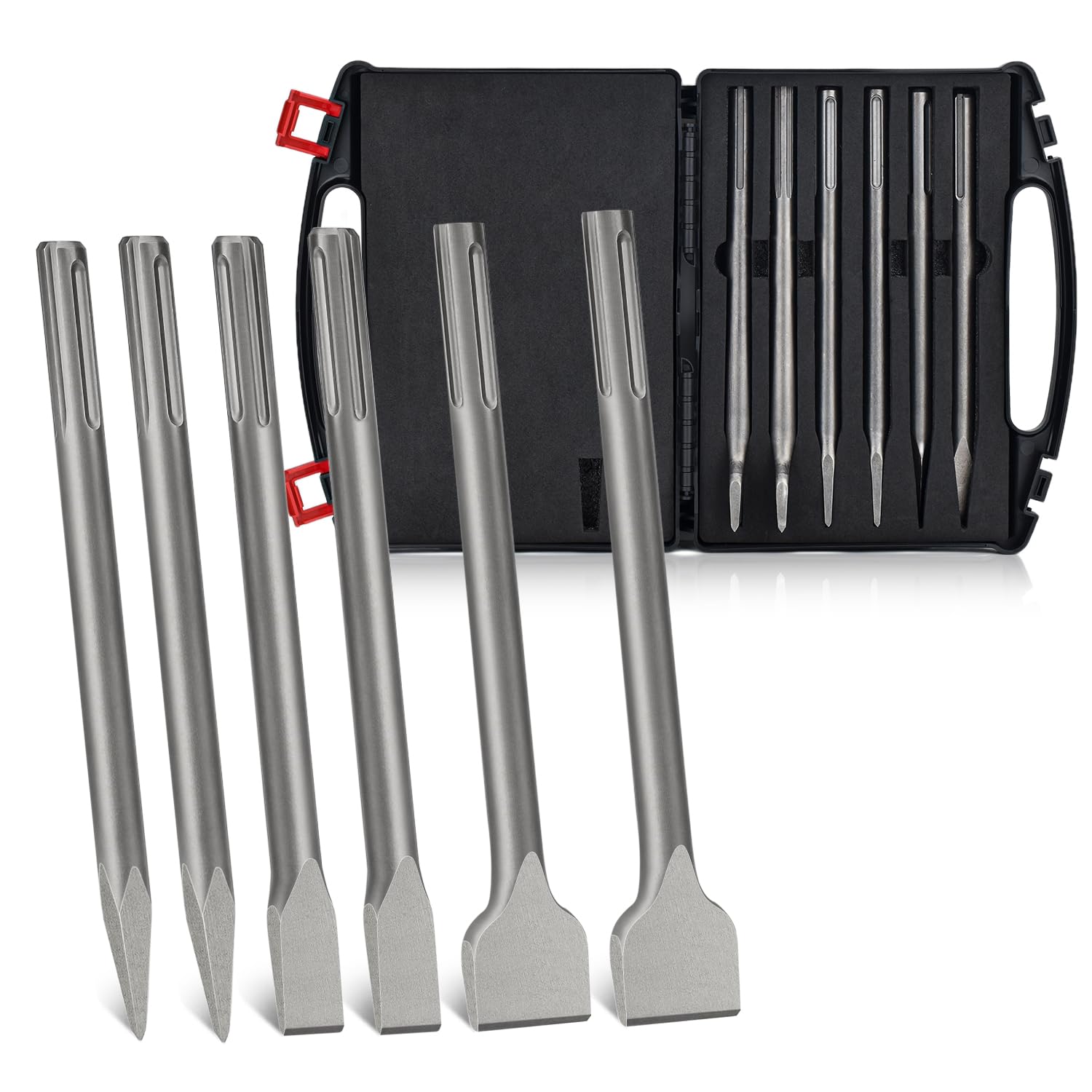 6-Piece SDS Max Chisel Set,Concrete Drill Bit Set,Including Flat Chisel ...