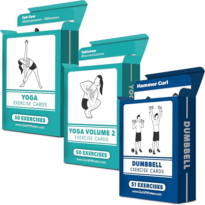 Amazon.com: 3 Pack - Exercise Cards - Yoga Poses Volume 1 & 2 ...