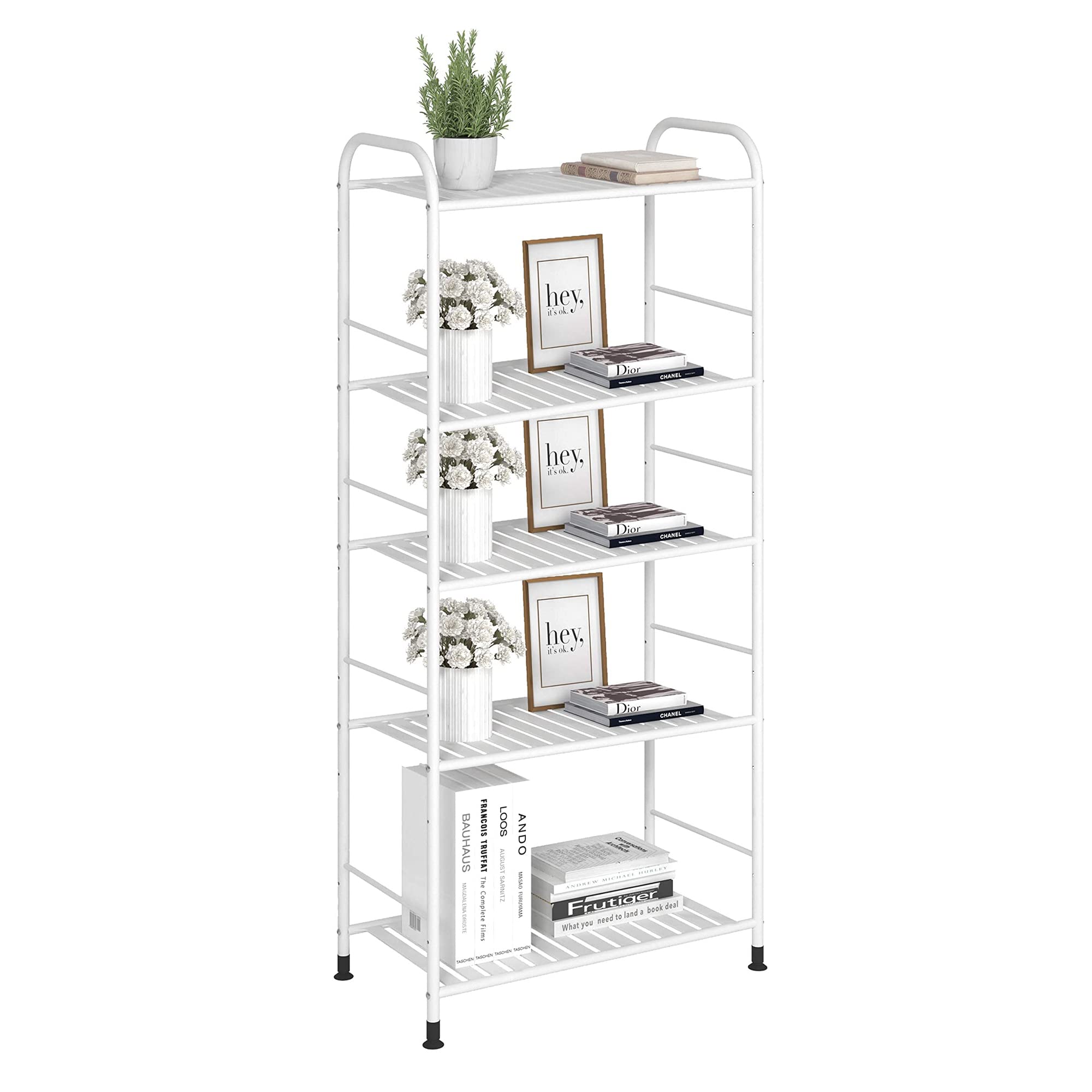 JSB 5-Tier Adjustable Shelving Unit, Heavy Duty Storage Rack Organizer ...