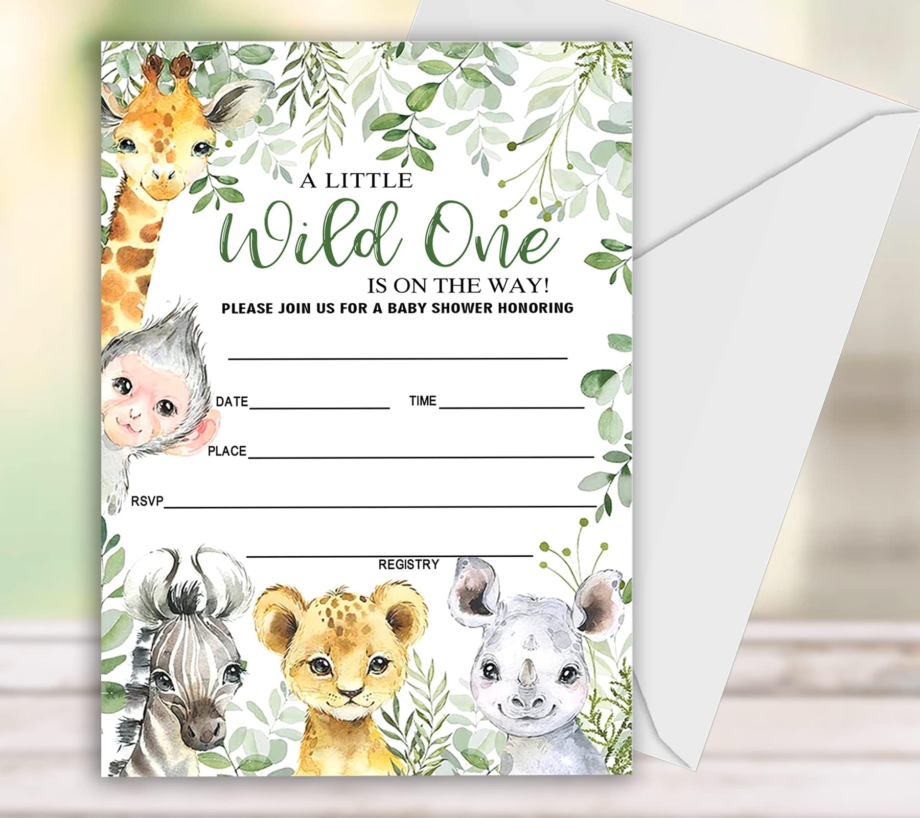 Amazon.com : Geuro Baby Shower Invitations, Floral Fill In Invites ...