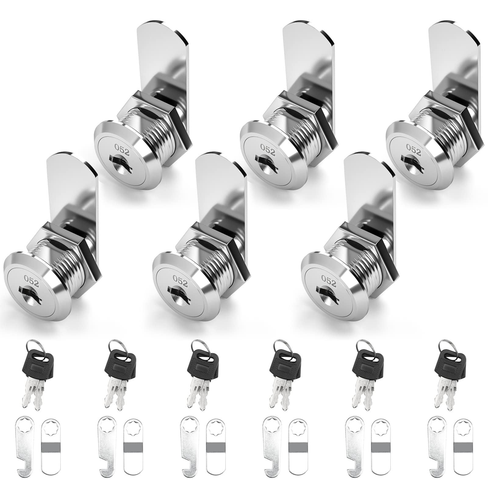 goldenwarm 6 Pack Cabinet Cam Locks Keyed Different Security File Locks ...