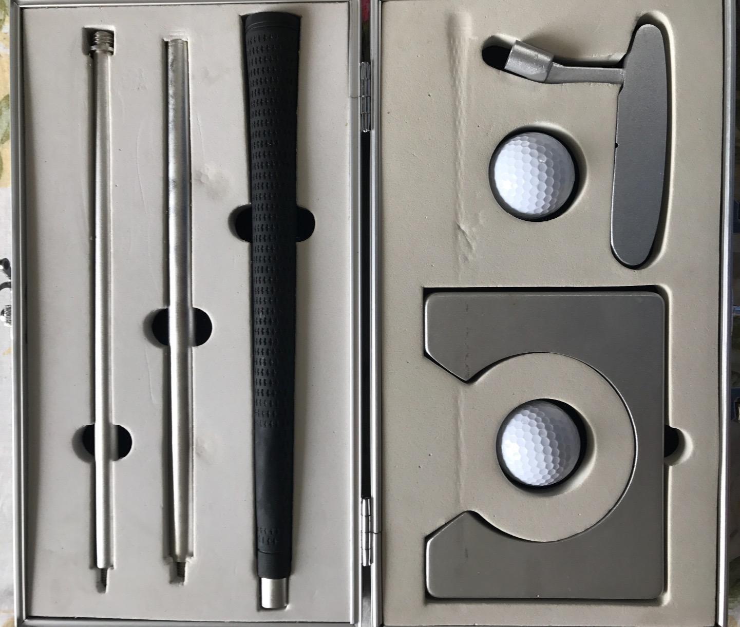 Executive Mini Golf Set with Metal Carry Case Wooden Golf Set Office ...