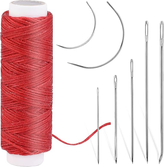 Amazon.com: 32 Yards Waxed Thread with Leather Hand Sewing Needles ...