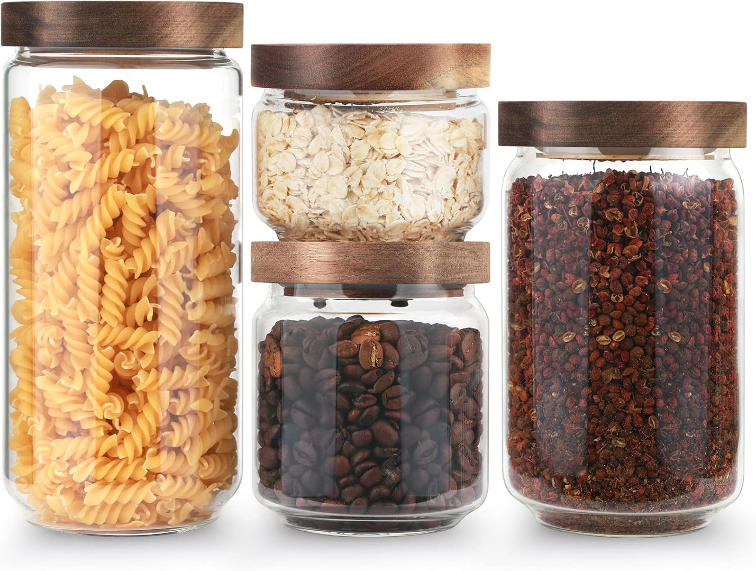 Amazon.com: Spice Jars Set,4Pcs Kitchen Spice Containers,Stackable ...
