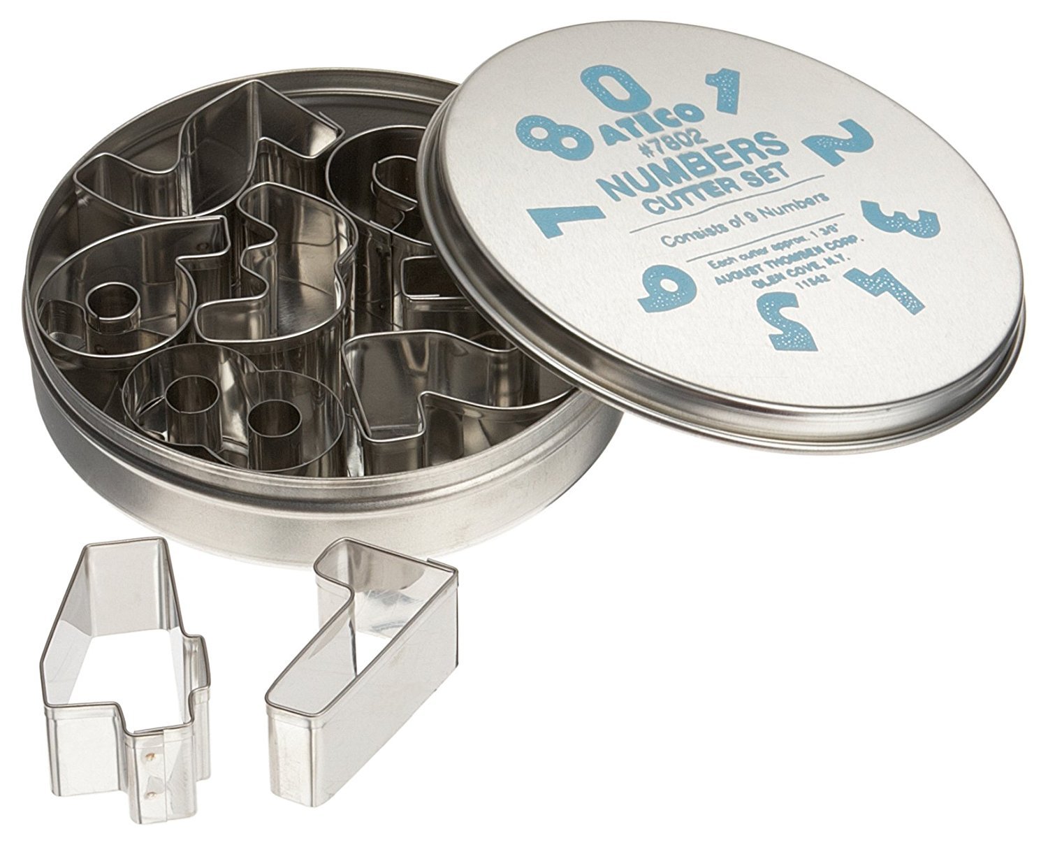 Ateco Plain Edge Small Numbers Cutters (0-9), 1 1/2" High Stainless ...