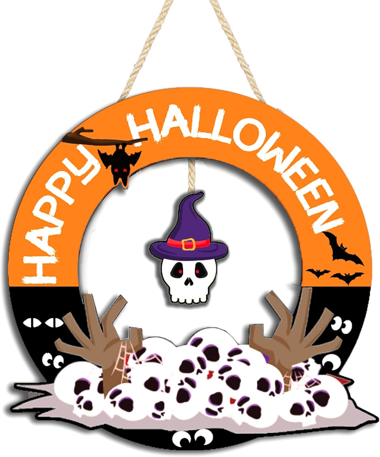 Amazon.com : Davsolly Halloween Door Wreath Halloween Door Sign Happy ...