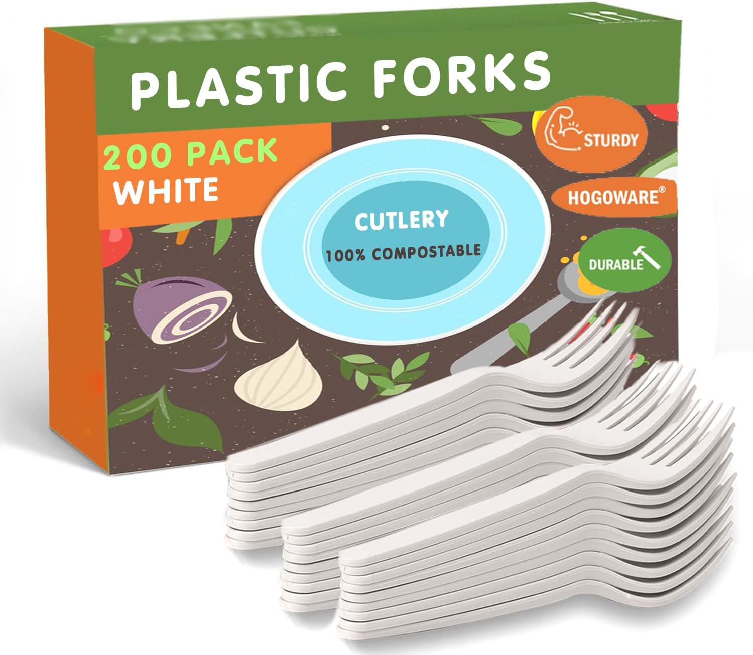 Amazon.com: 200 Pack White Plastic Forks - Disposable Silverware ...