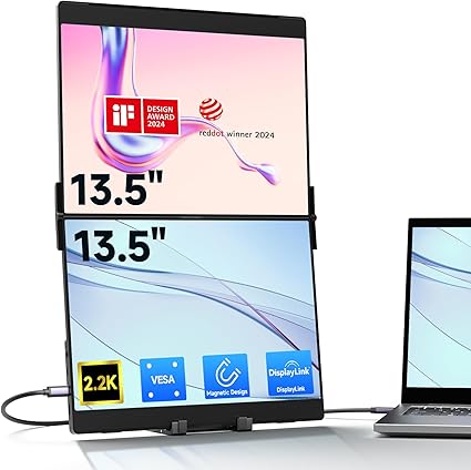 Amazon.com: JSAUX FlipGo 13.5" 2.2K Dual Touchscreen Portable Monitor ...