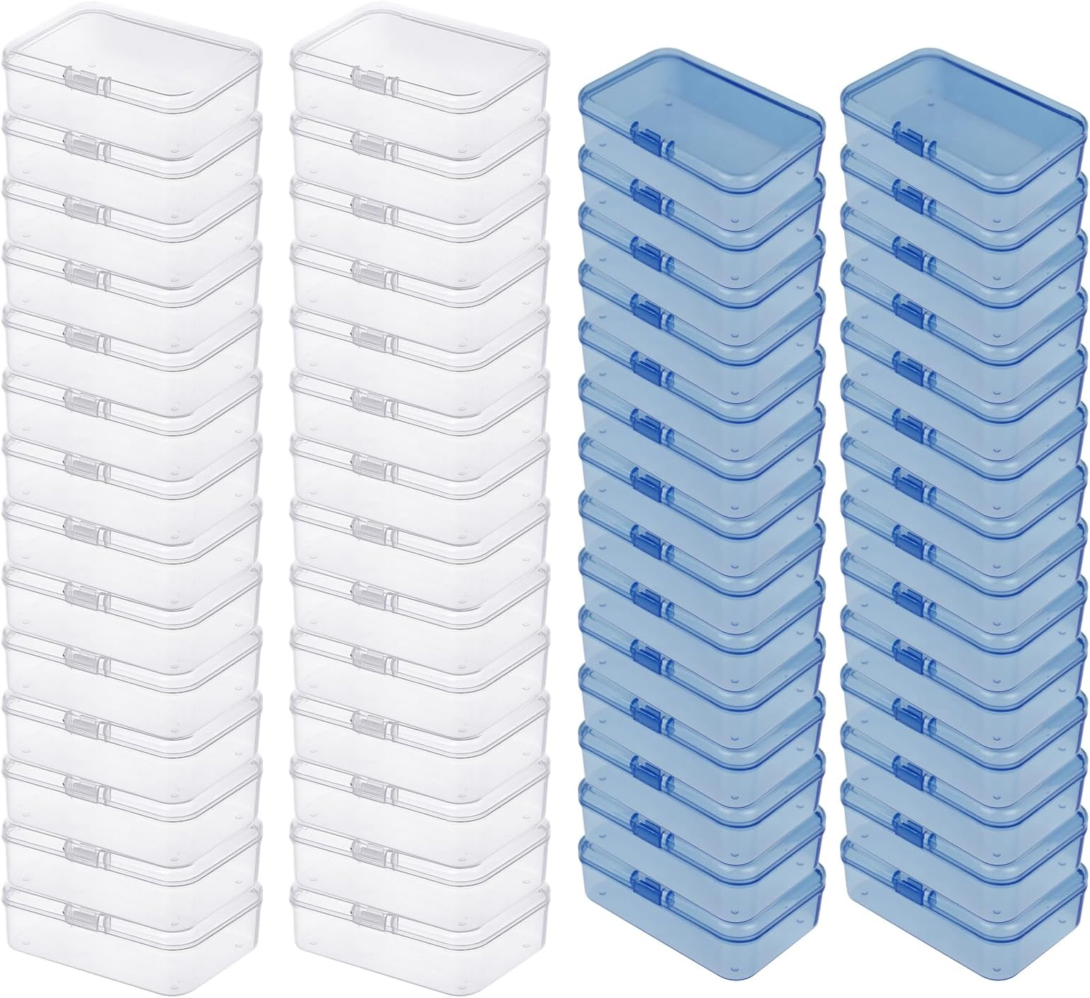 Amazon.com: Rectangular Plastic Boxes with Hinged Lids Clear & Blue ...
