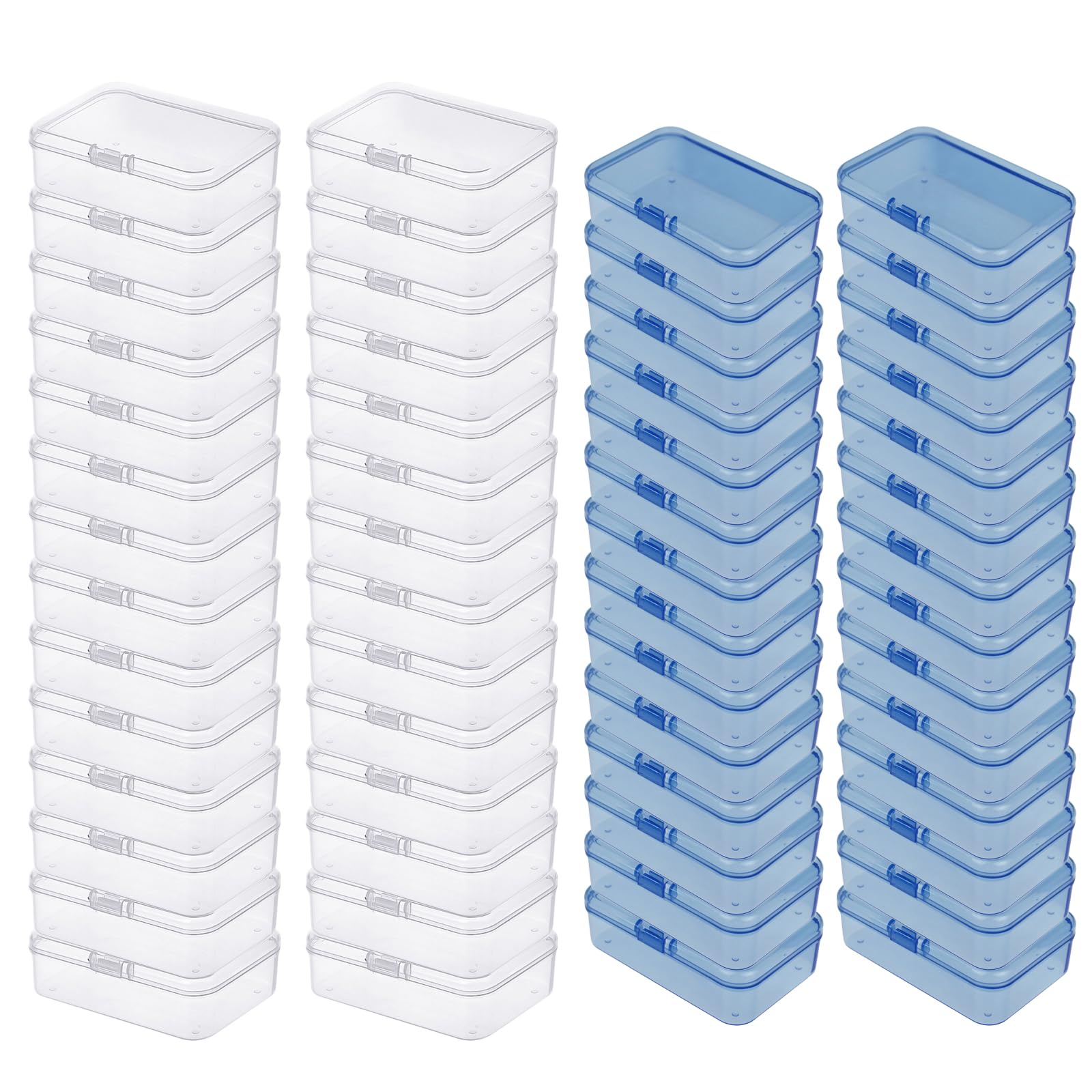 Amazon.com: Rectangular Plastic Boxes with Hinged Lids Clear & Blue ...