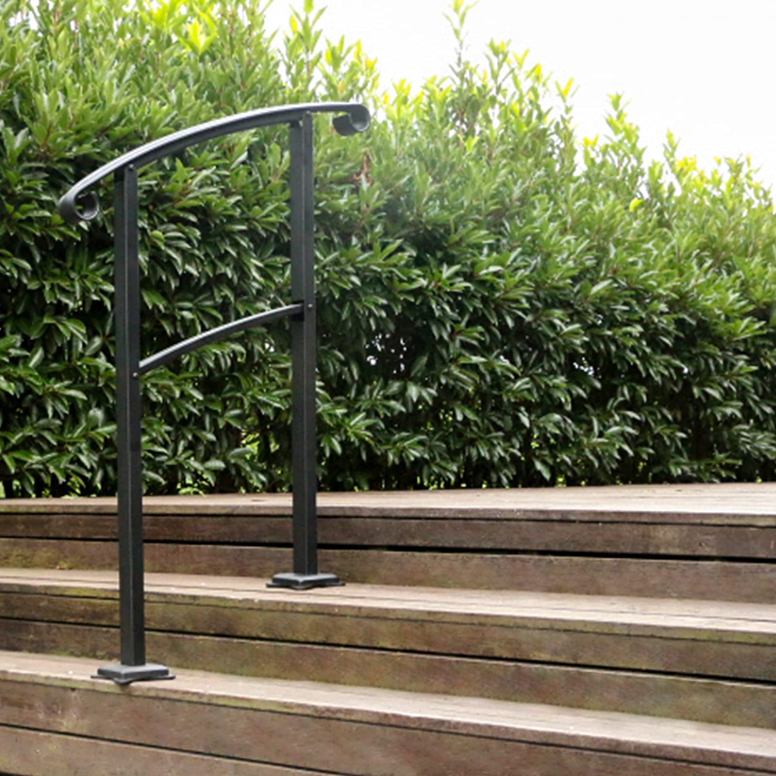 Buy SPACEEUP Outdoor Stair Arch Handrail 1-2 Steps, Wrought Iron ...